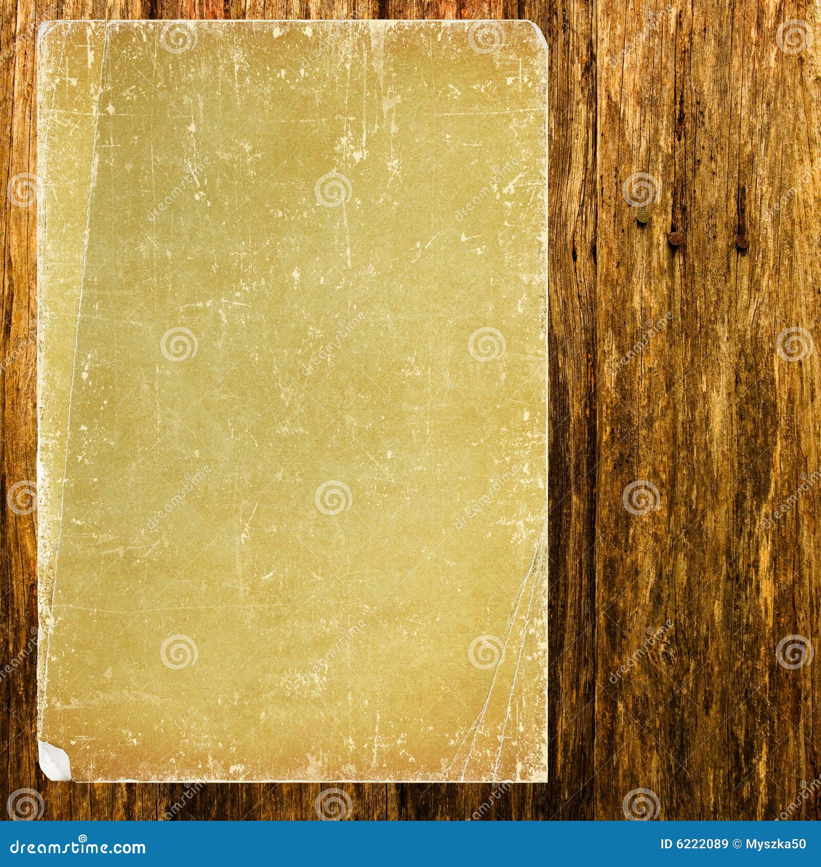 Vintage Paper on Timber Wall Stock Illustration - Illustration of ...