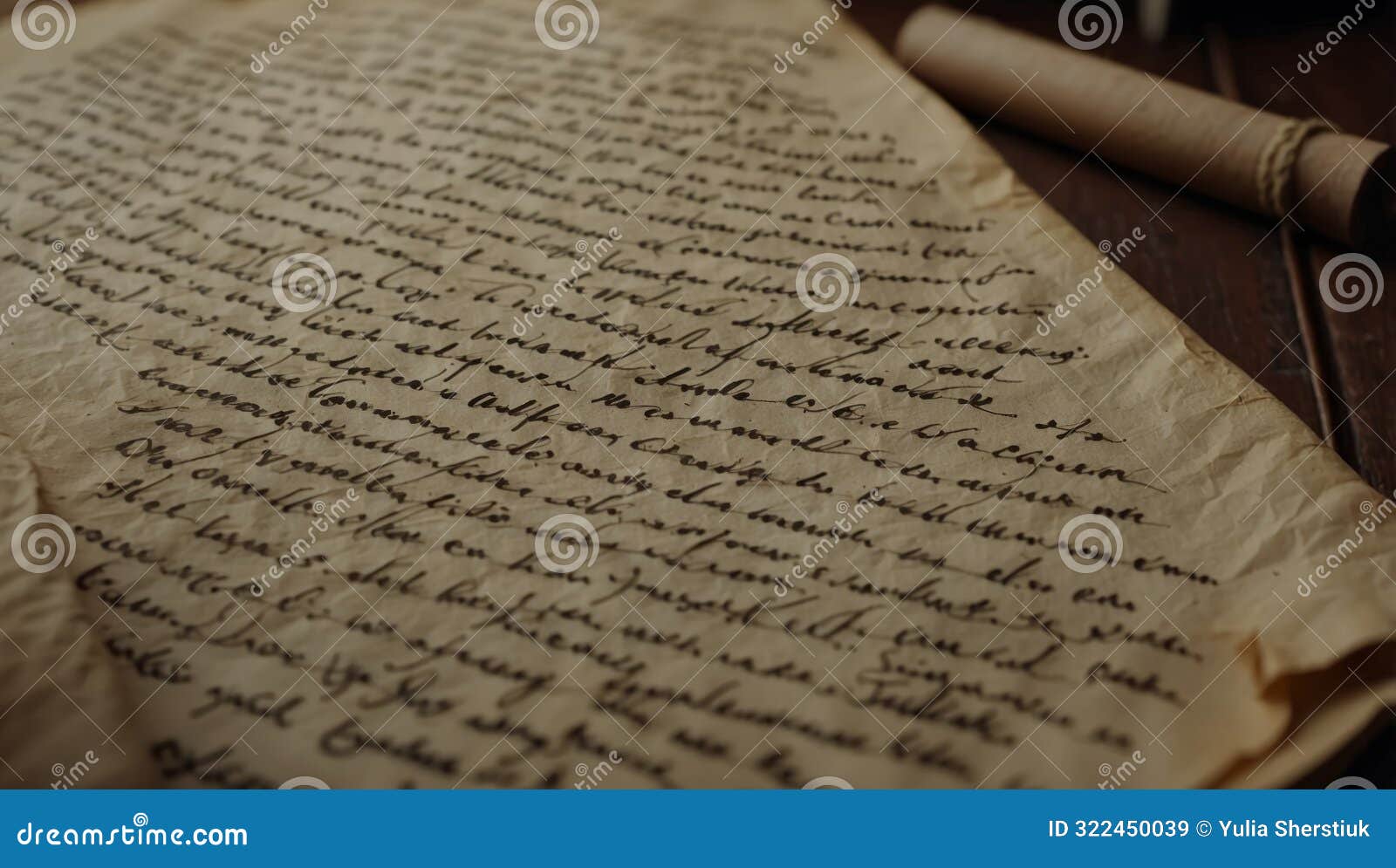 Vintage Parchment with Intricate Handwritten Script. Stock Image ...