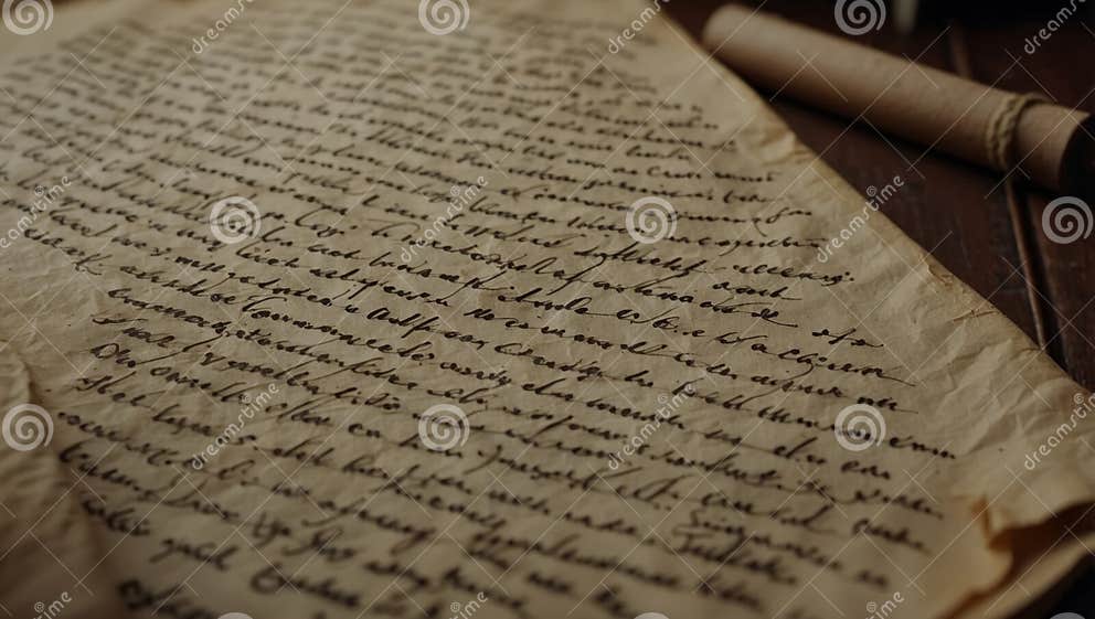 Vintage Parchment with Intricate Handwritten Script. Stock Image ...