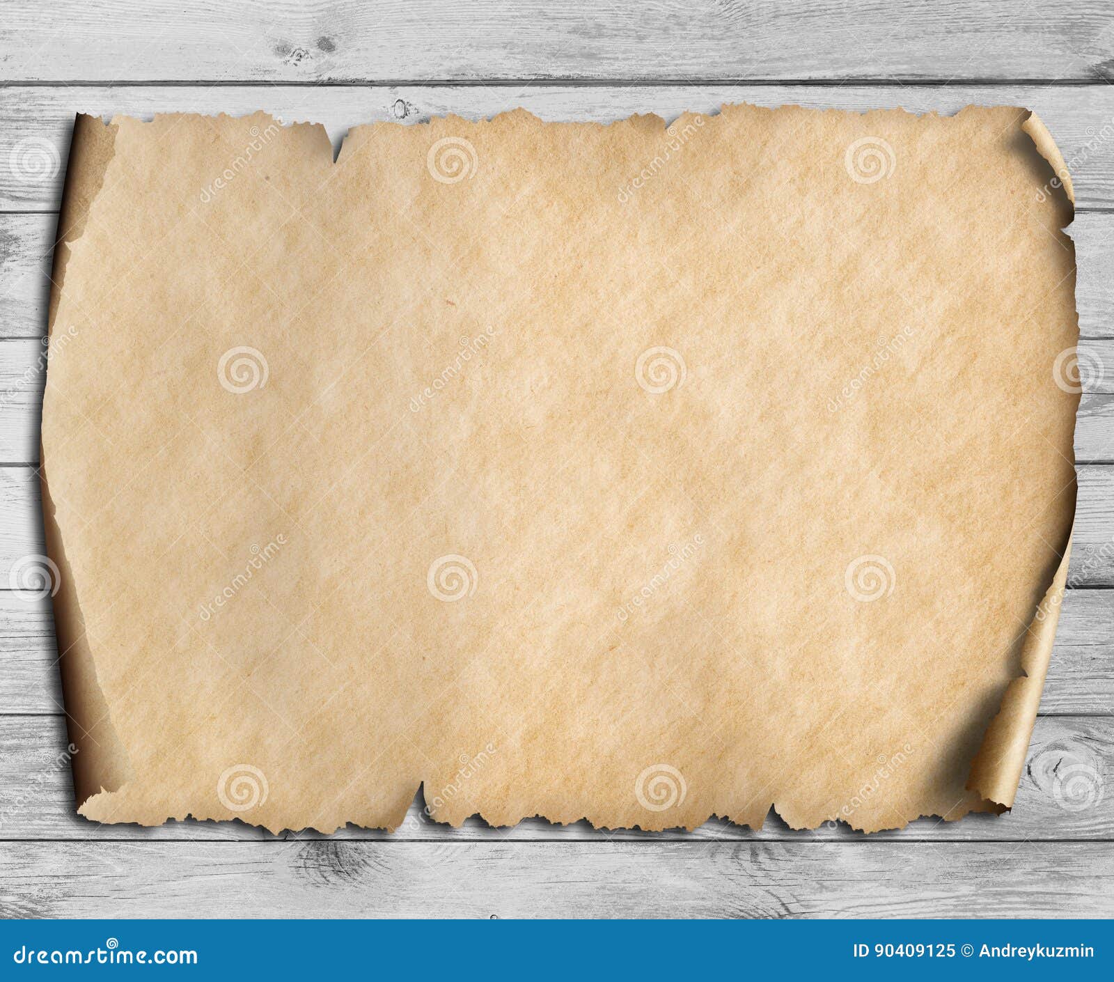 Vintage Parchment or Map on Wood Stock Image - Image of document ...