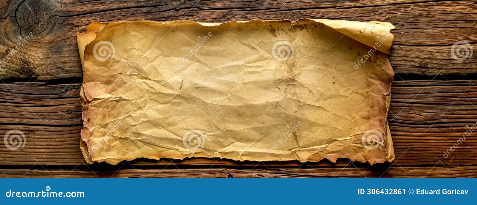 Vintage Parchment Paper on Rustic Wooden Table Background Stock Image ...