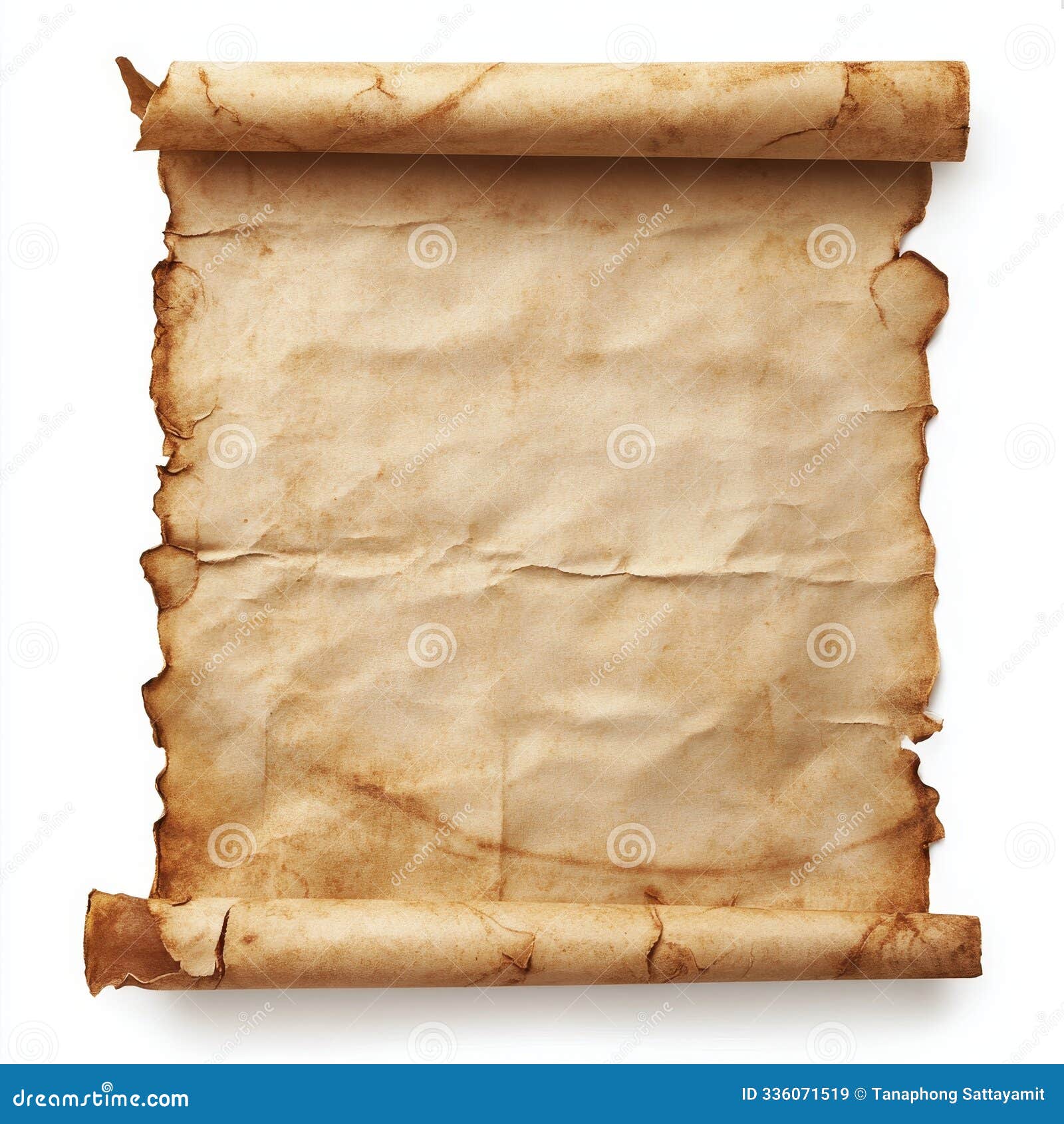 Vintage Parchment Scroll Isolated on White Background Stock ...