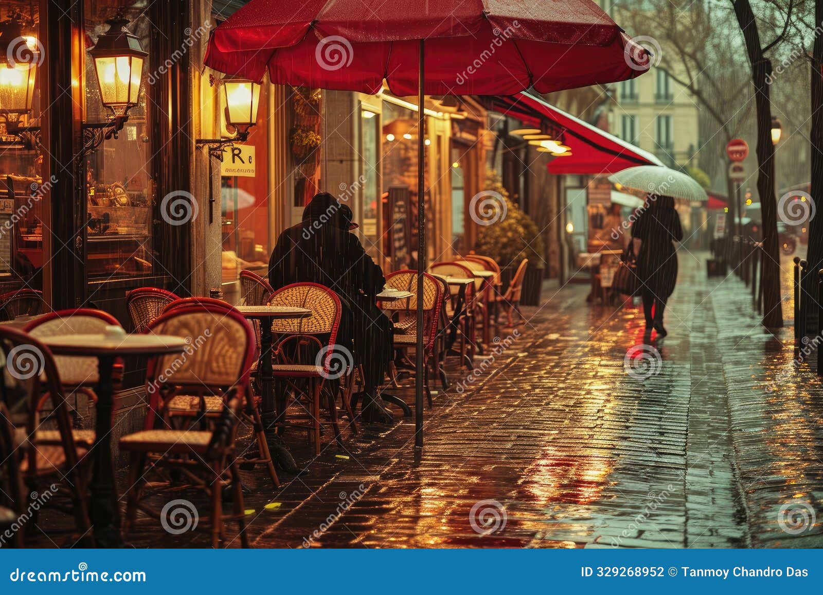 A Vintage Parisian Cafe Scene on a Rainy Day, AI Generated Stock ...