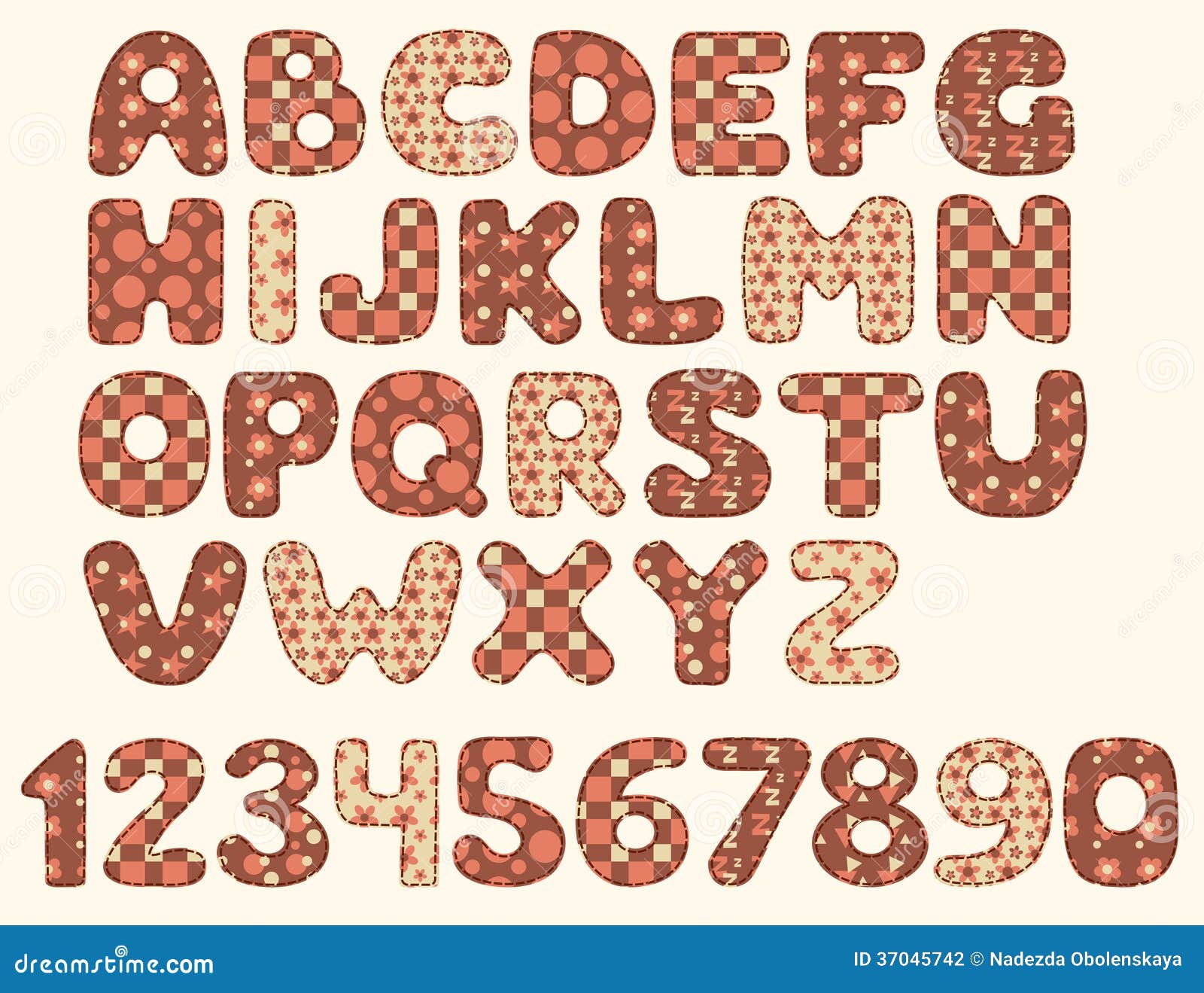 Vintage patchwork alphabet stock vector. Illustration of abstract ...