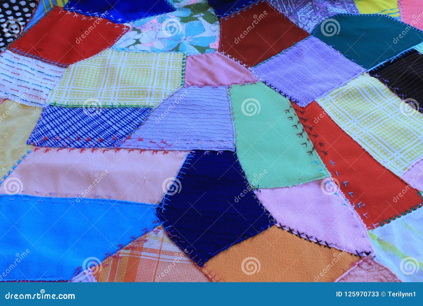 Vintage Patchwork Quilt, Also Called a Crazy Quilt Stock Image - Image ...