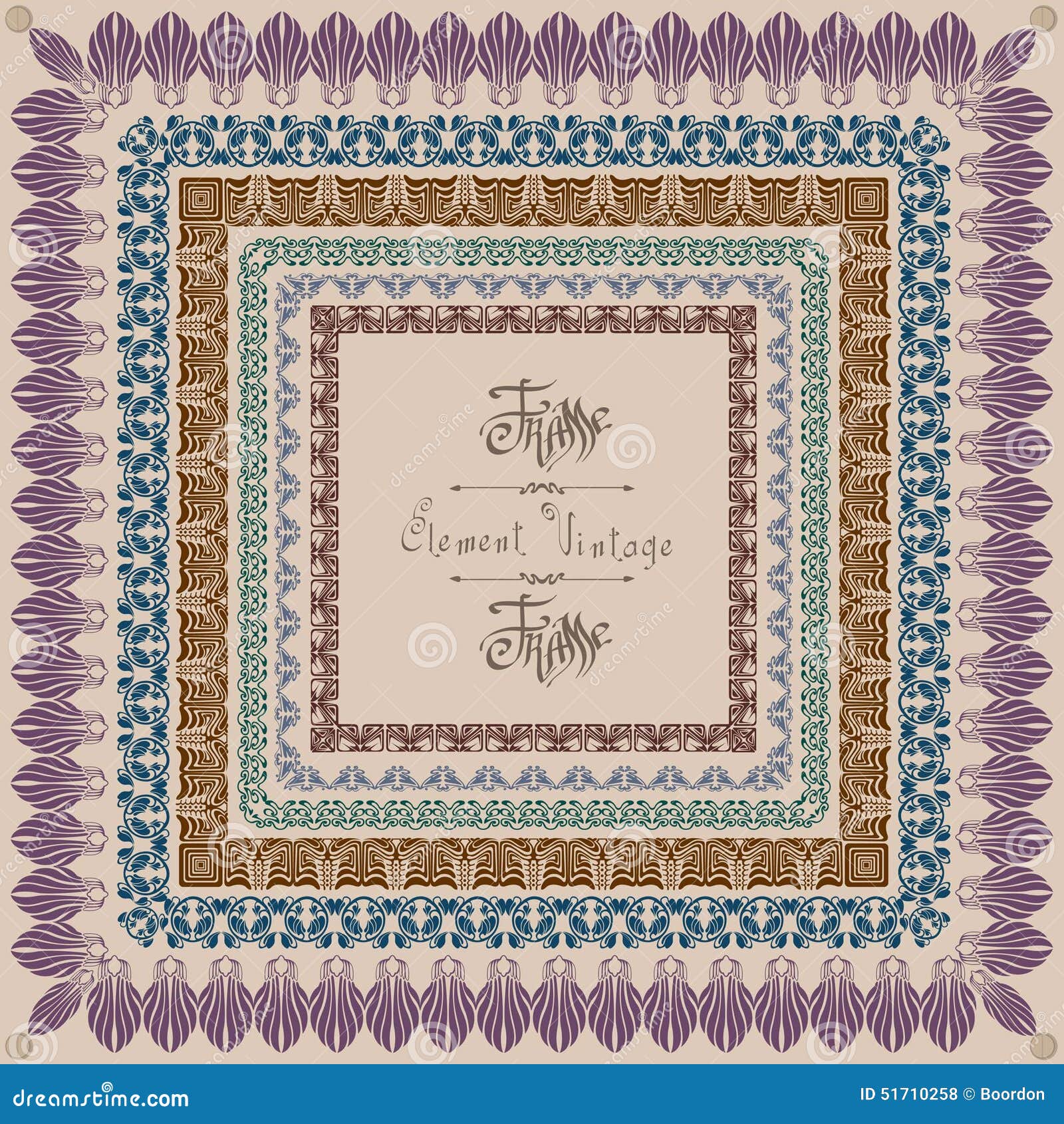 Vintage Pattern Frame Old Style Stock Vector - Illustration of element ...