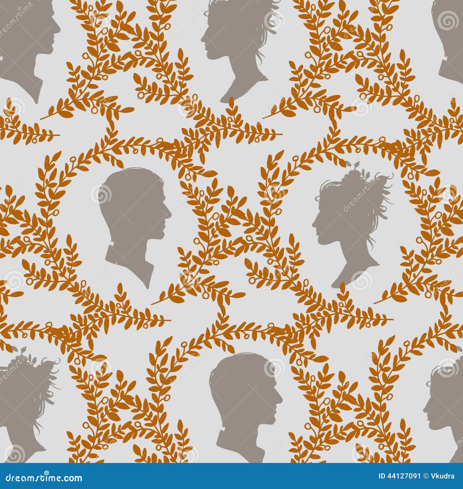 Vintage Pattern with Humans Silhouettes Stock Vector - Illustration of ...