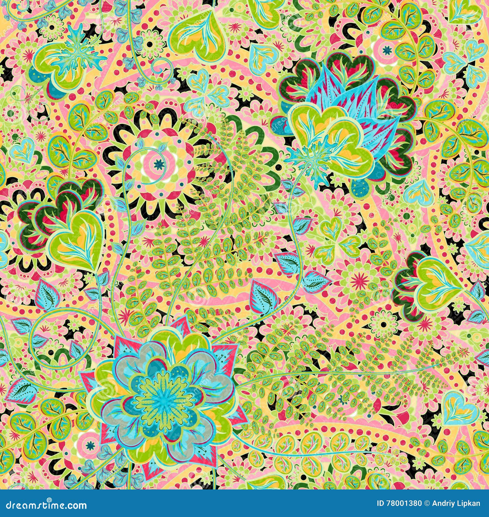 Vintage Pattern in Indian Batik Style. Floral Vector Background Stock ...