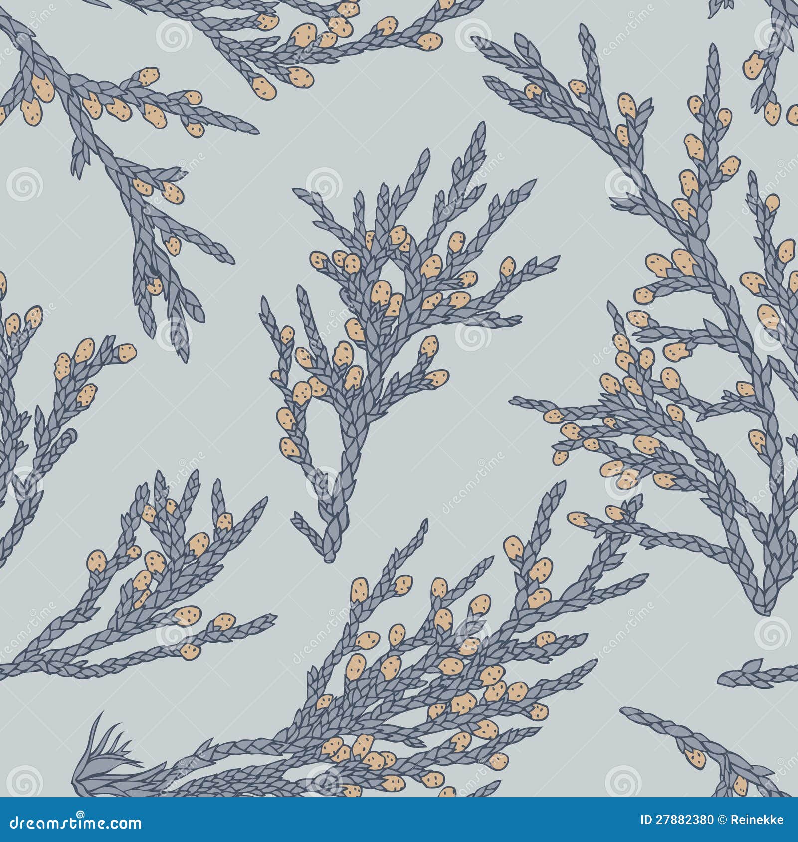 Vintage Pattern with Junipers Stock Vector - Illustration of repeat ...
