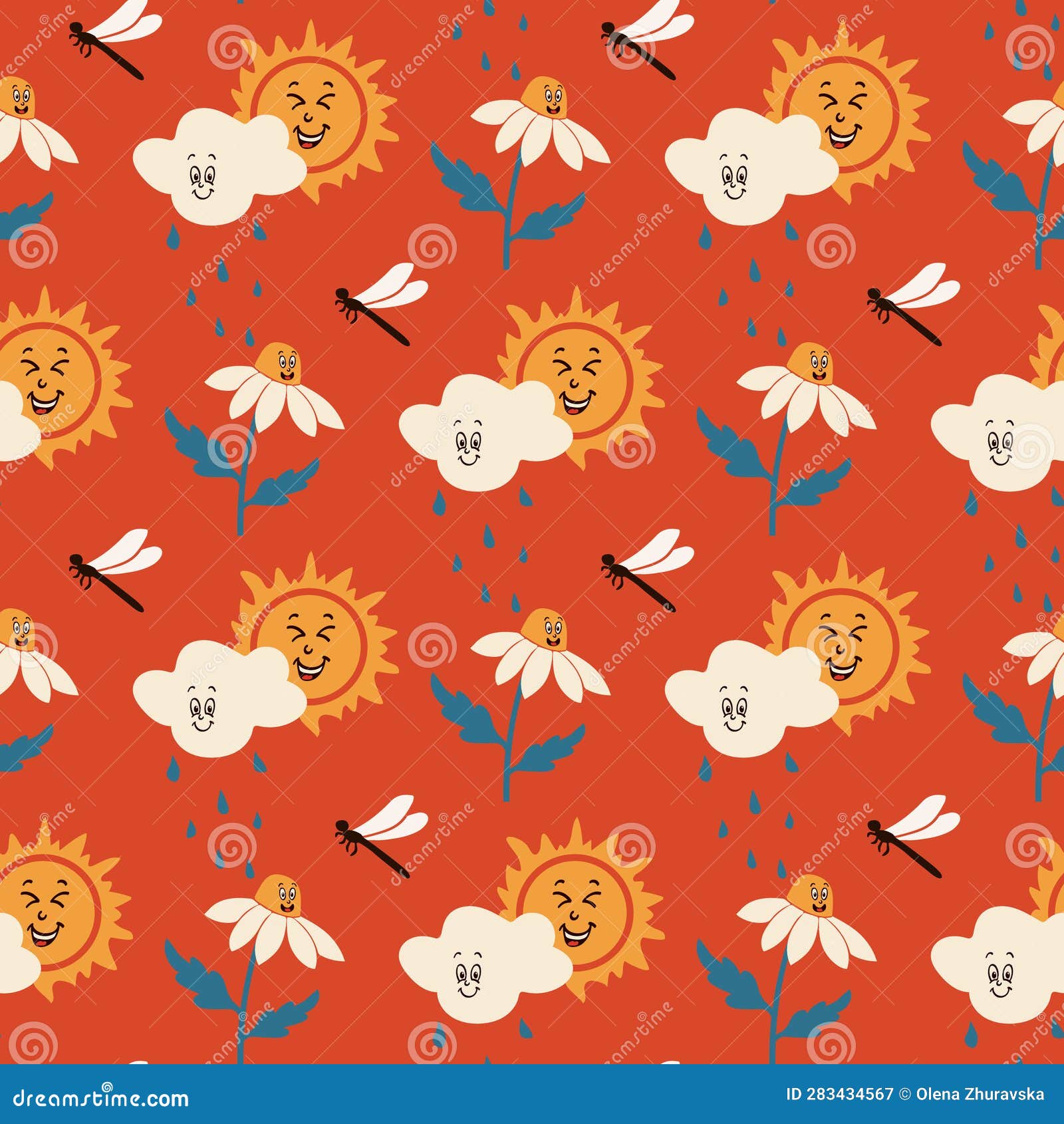 Vintage Pattern for Kids with Cartoon Characters Stock Vector ...