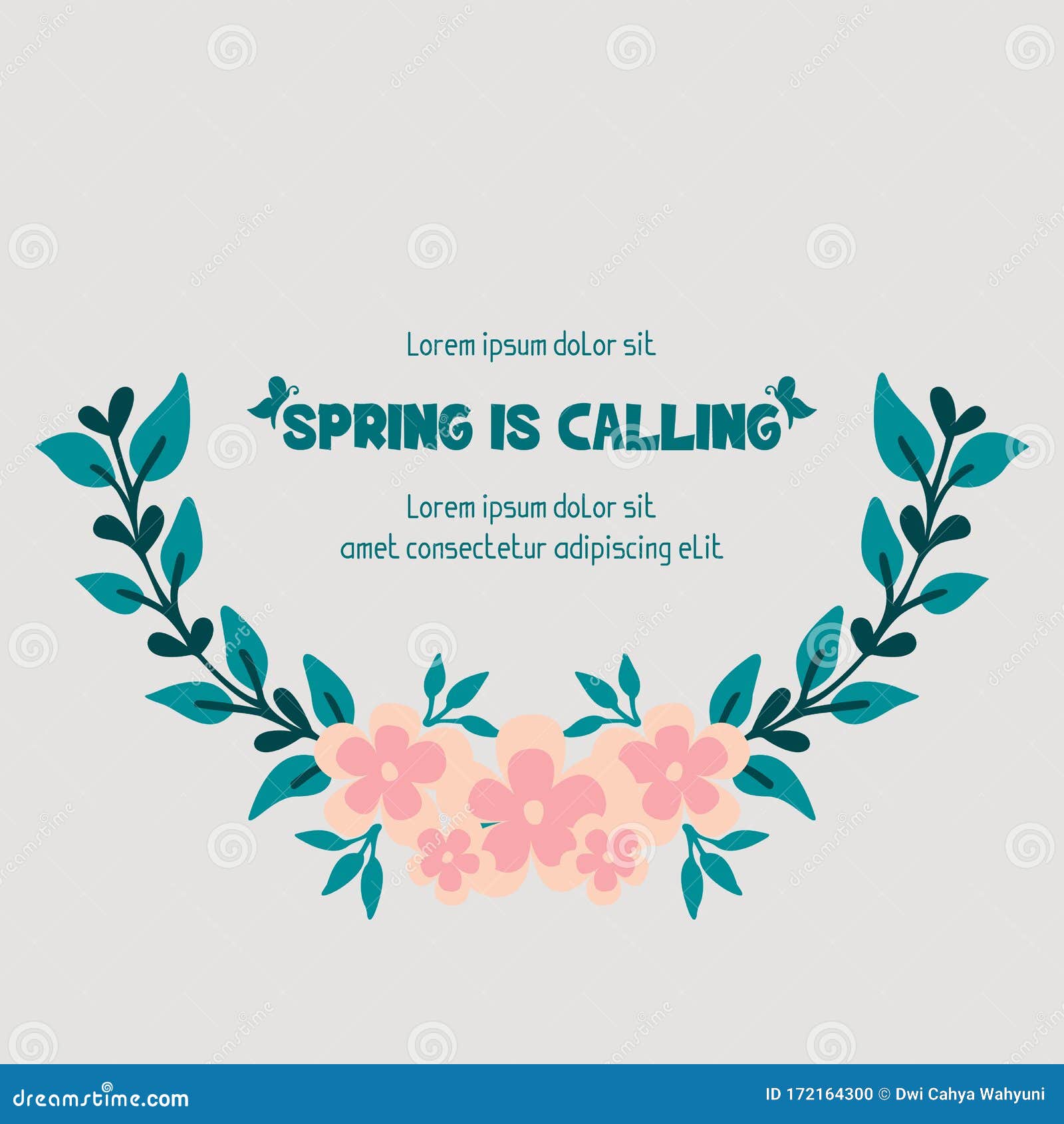 Vintage Pattern of Leaf and Floral Frame, for Spring Calling Greeting ...