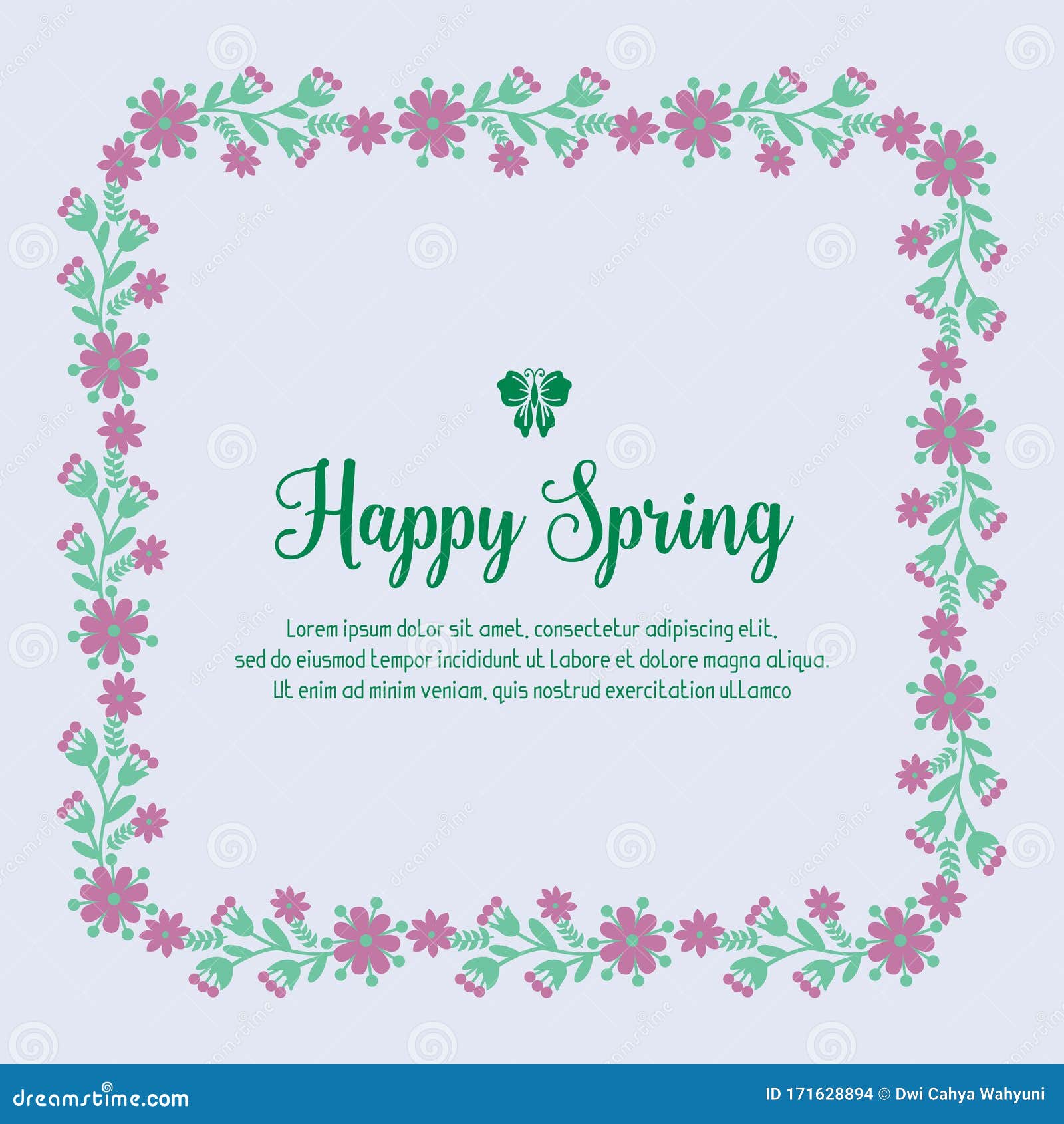 Vintage Pattern of Leaf and Wreath Frame, for Happy Spring Greeting ...