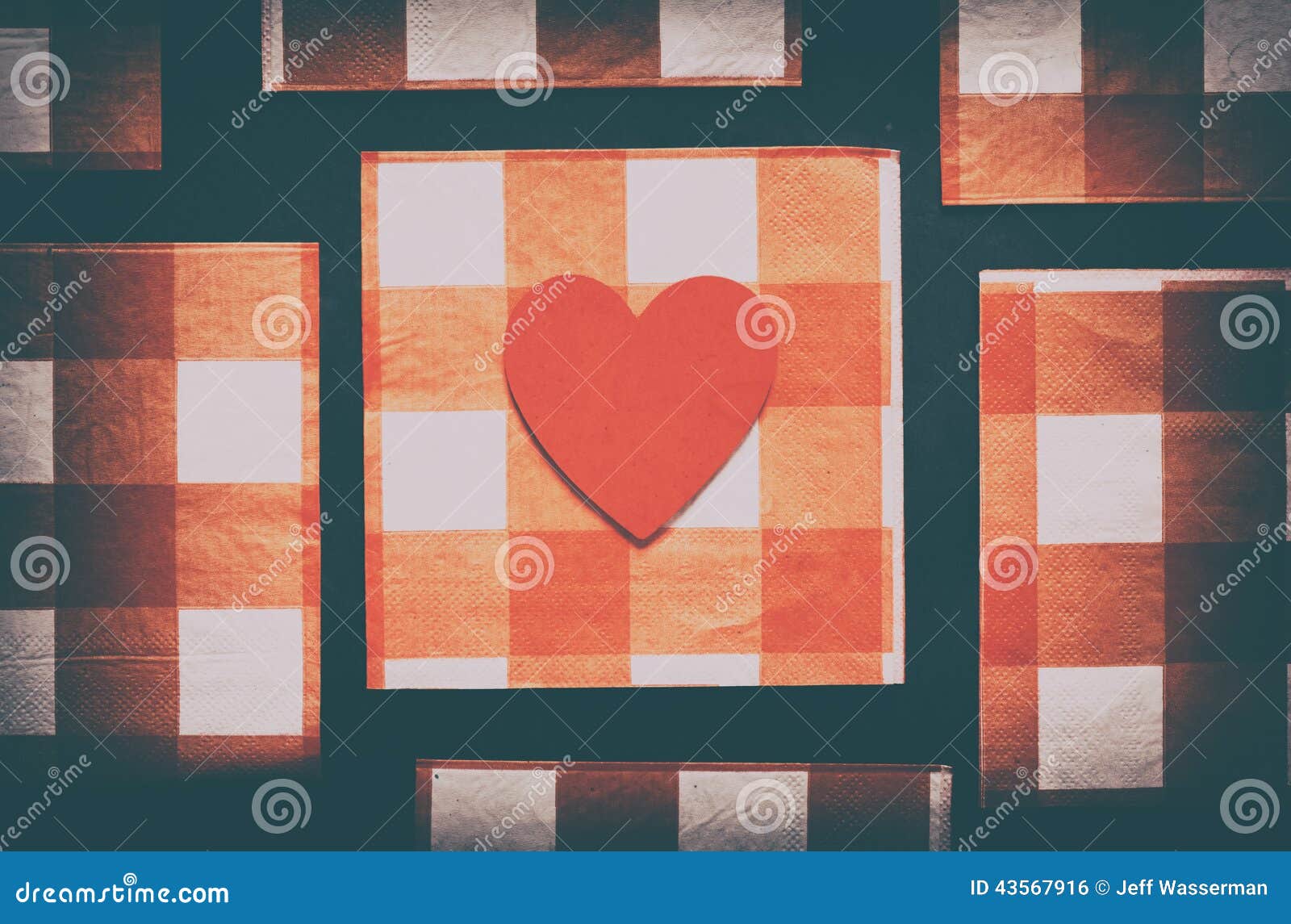 Vintage Pattern or Love: Heart on Checkered Pattern Stock Photo - Image ...