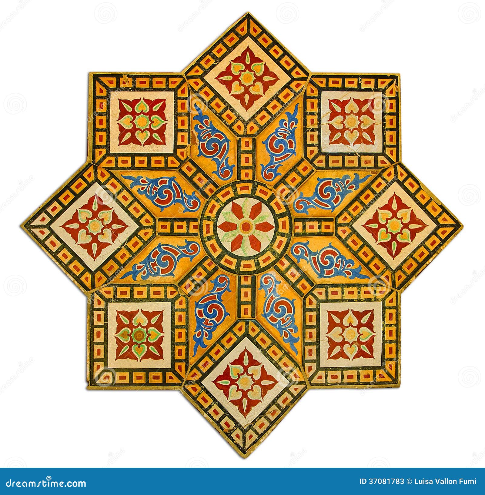 Vintage Pattern Made by Ancient Wall Tiles Stock Image - Image of arab ...