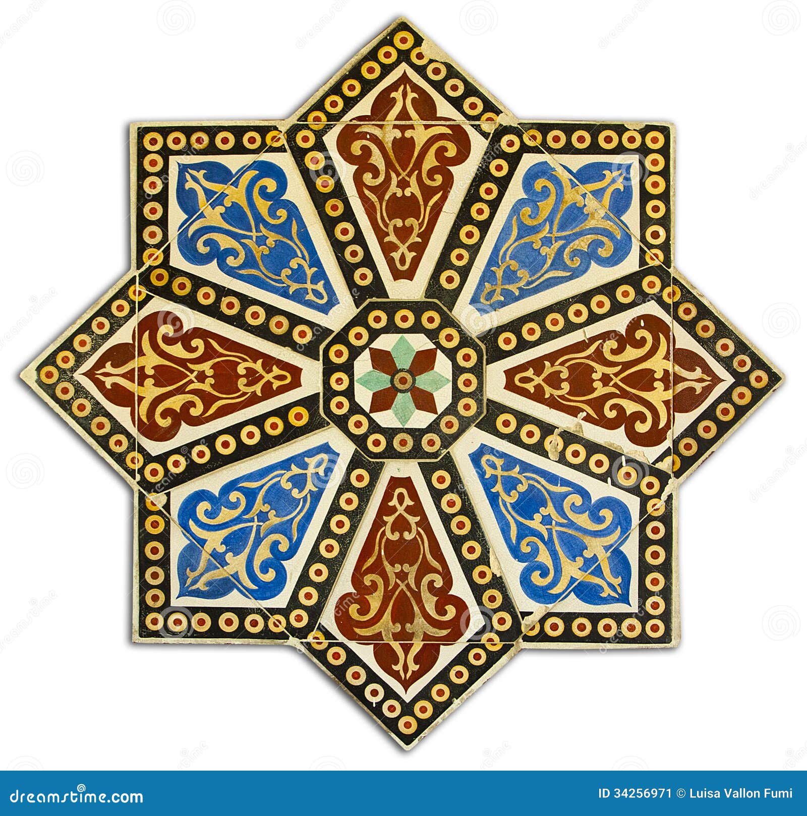 Vintage Pattern Made by Wall Tiles Stock Image - Image of blue, black ...