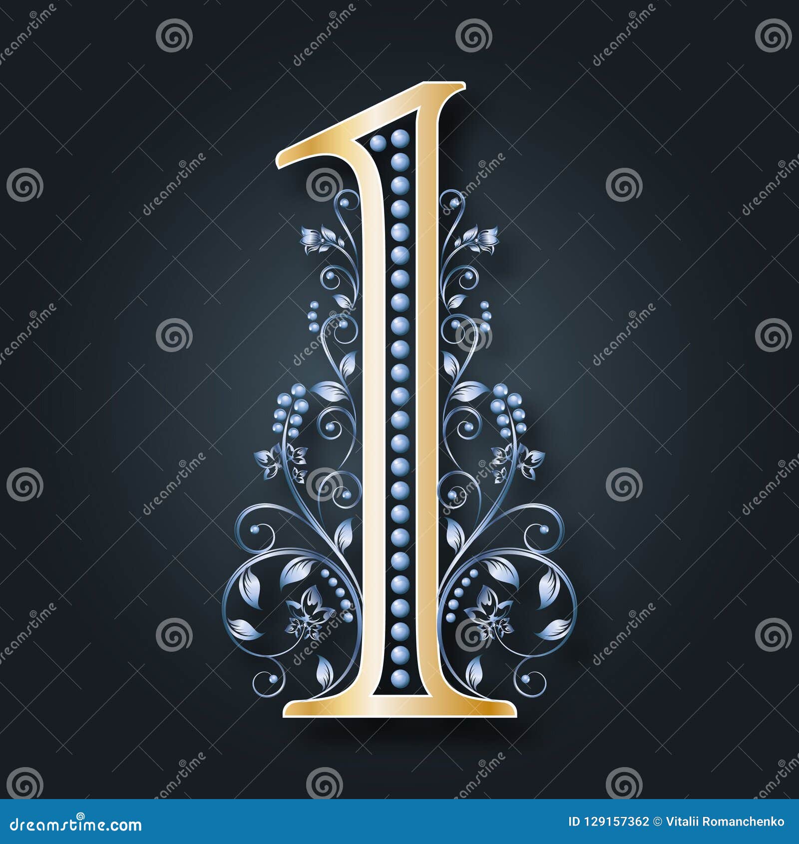 Ornamental Figure 1. Collection of Vector Numbers. Illustration of ...