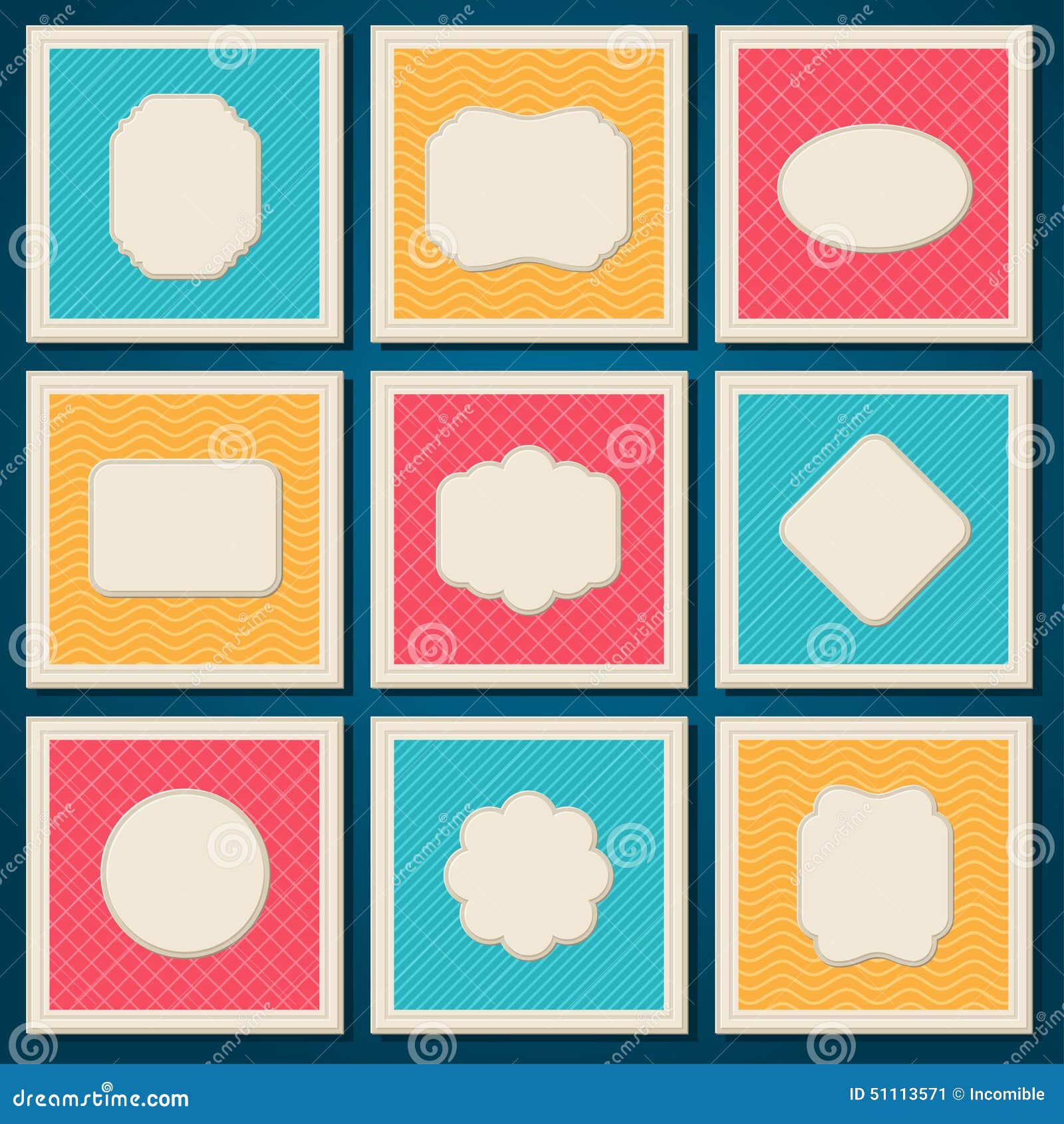 Vintage Patterned Cards Templates Set Stock Vector - Illustration of ...