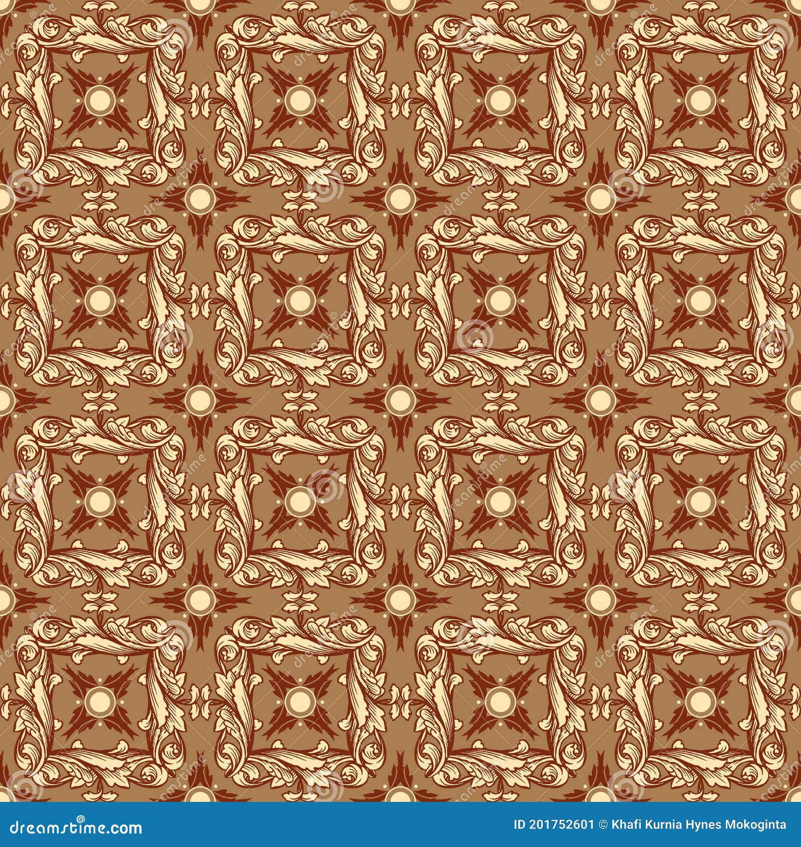 Vintage Patterns Design on Fabric Jogja Batik with Soft Mocca Color ...