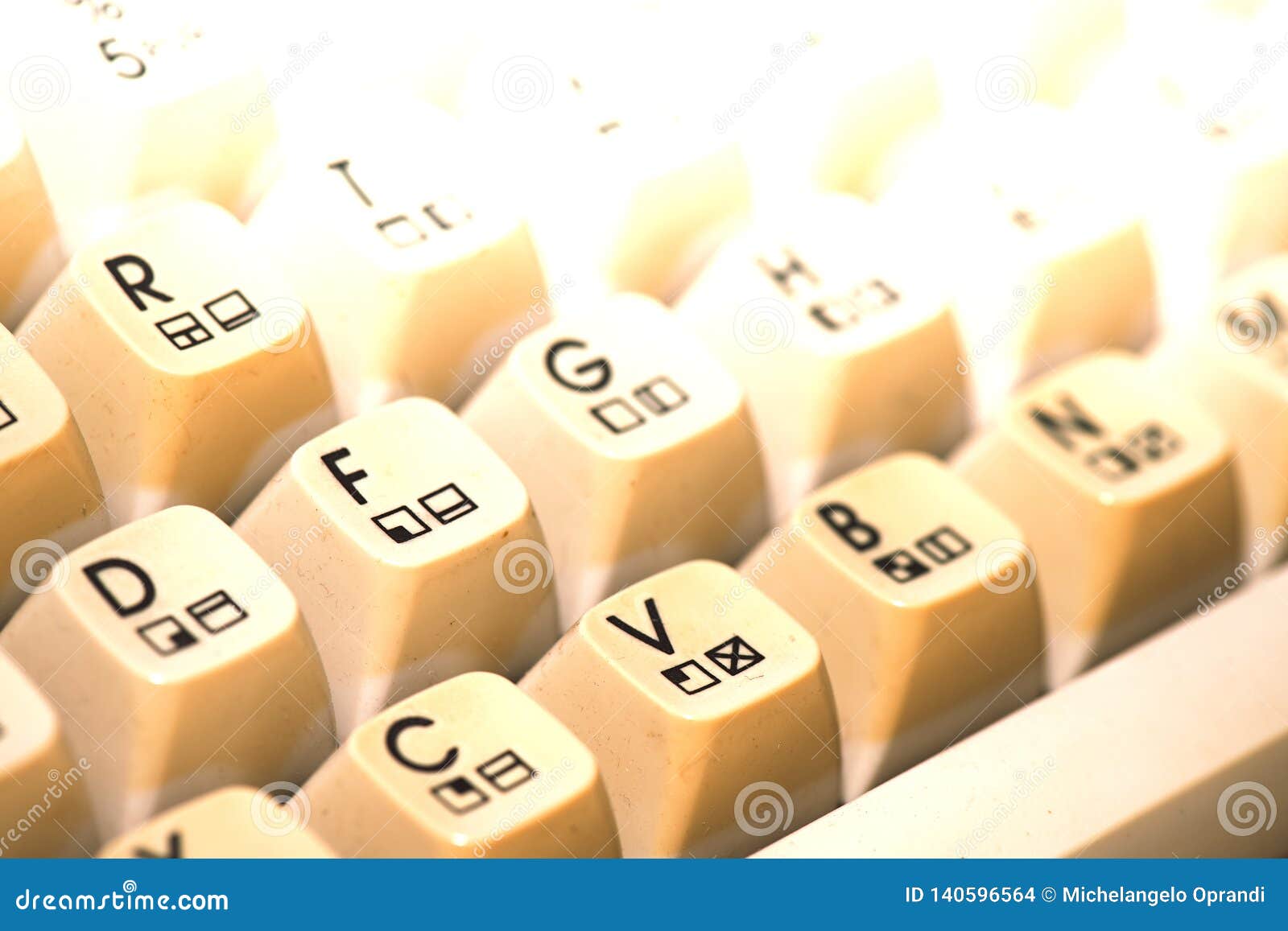 Vintage PC Keyboard with Keys Turned Yellow Stock Photo - Image of ...