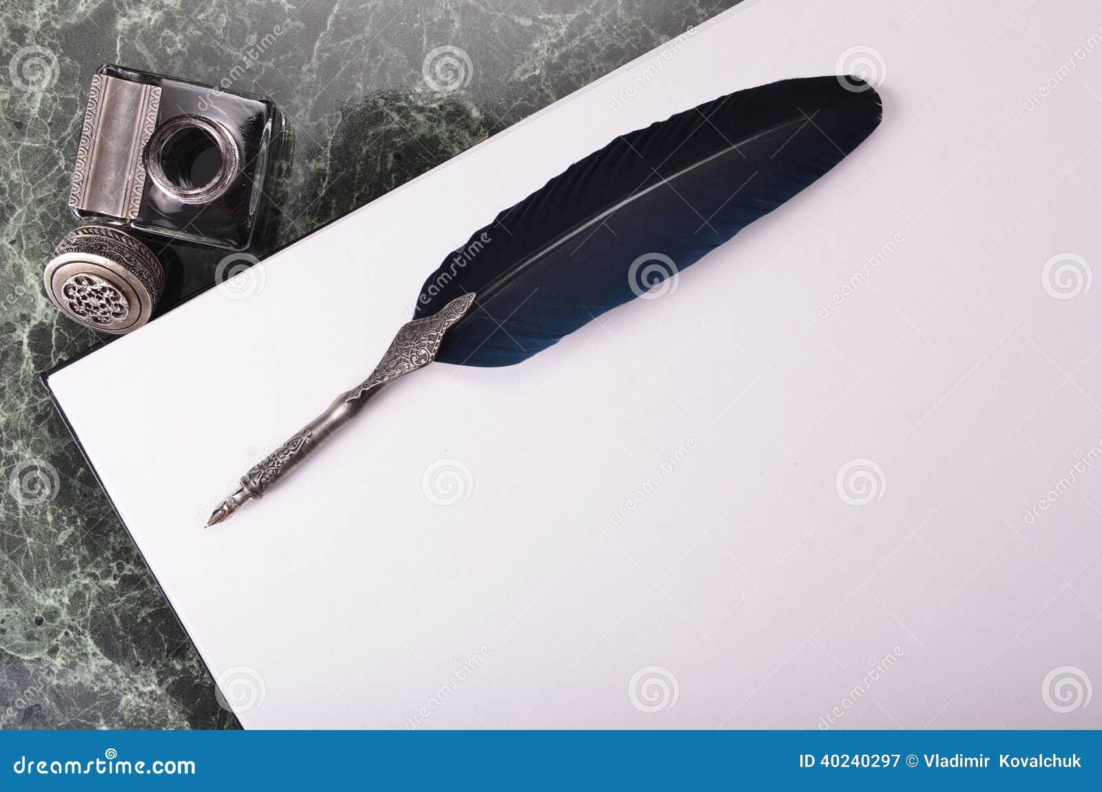 Vintage Pen and Blue Ink on the Paper Stock Image - Image of ...