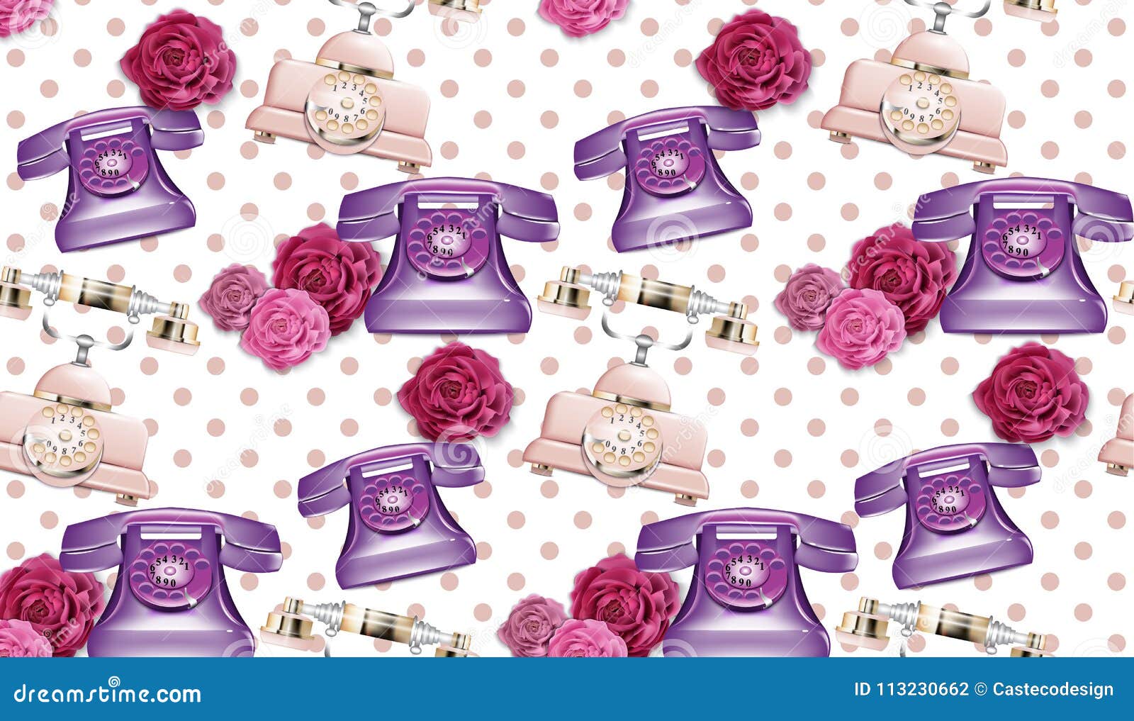 Vintage Phone Pattern Vector. Retro Style Backgrounds Stock Vector ...