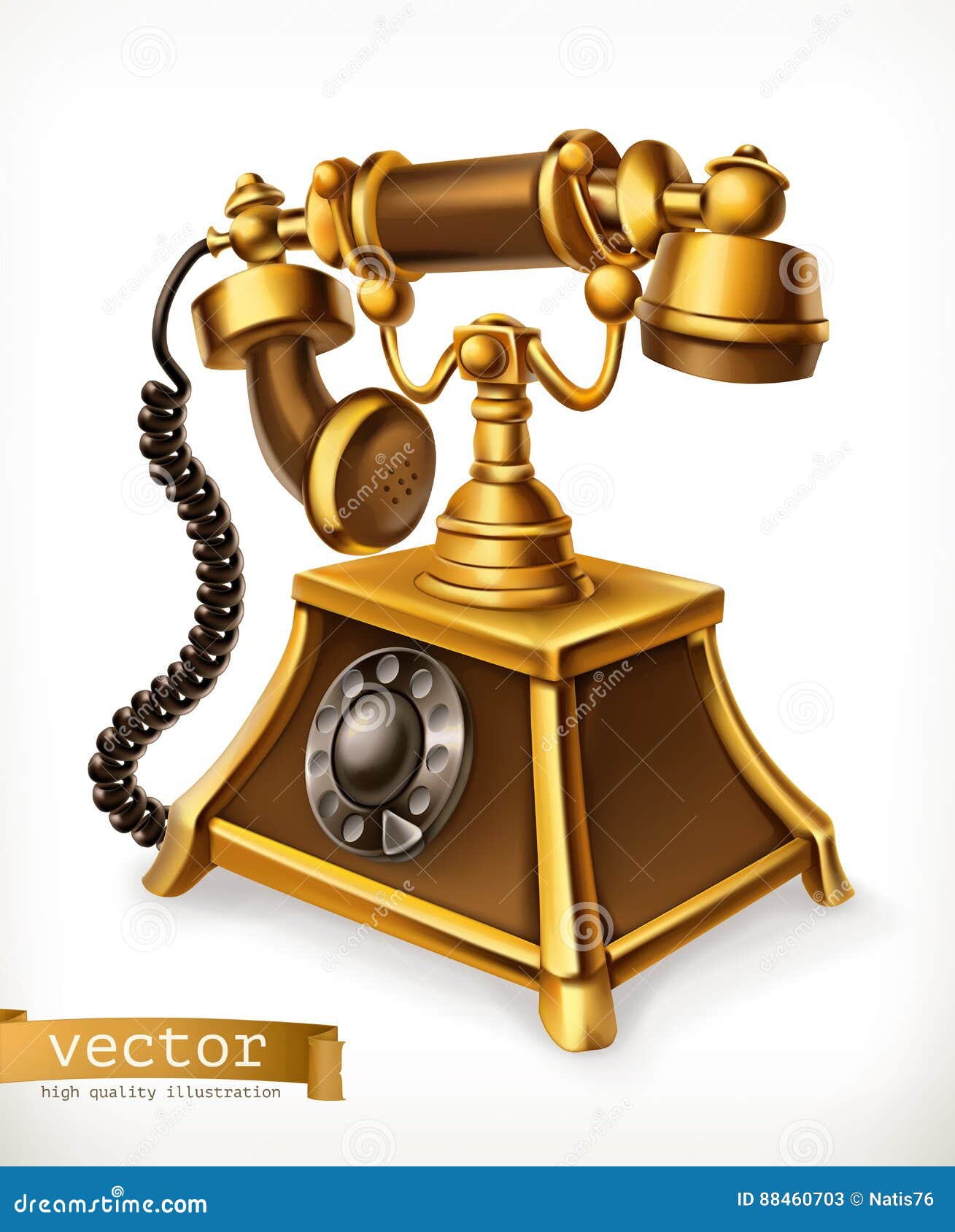 Vintage phone, vector icon stock vector. Illustration of communication ...