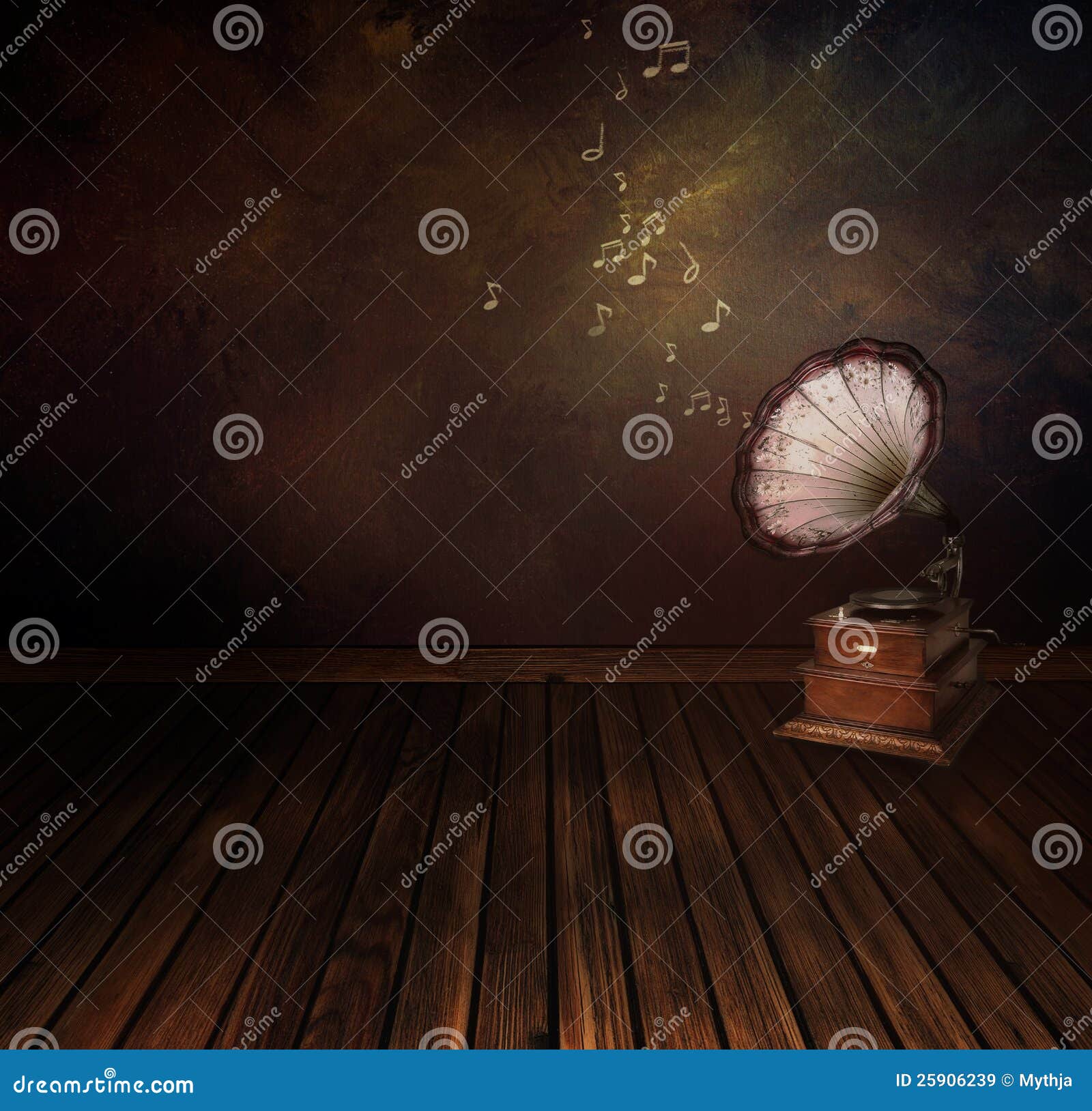 Vintage Phonograph on Art Abstract Background Stock Illustration ...