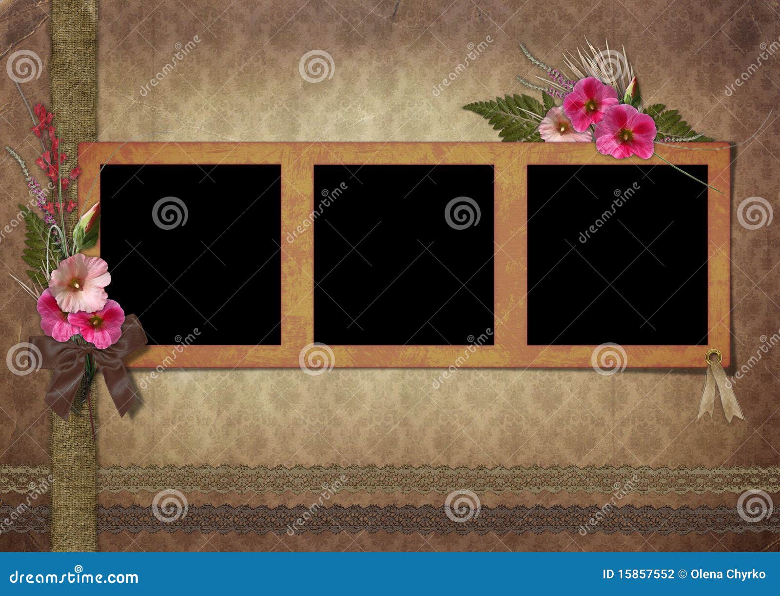 Vintage Photo Frame On Transparent Background. Retro Old Paper Picture ...