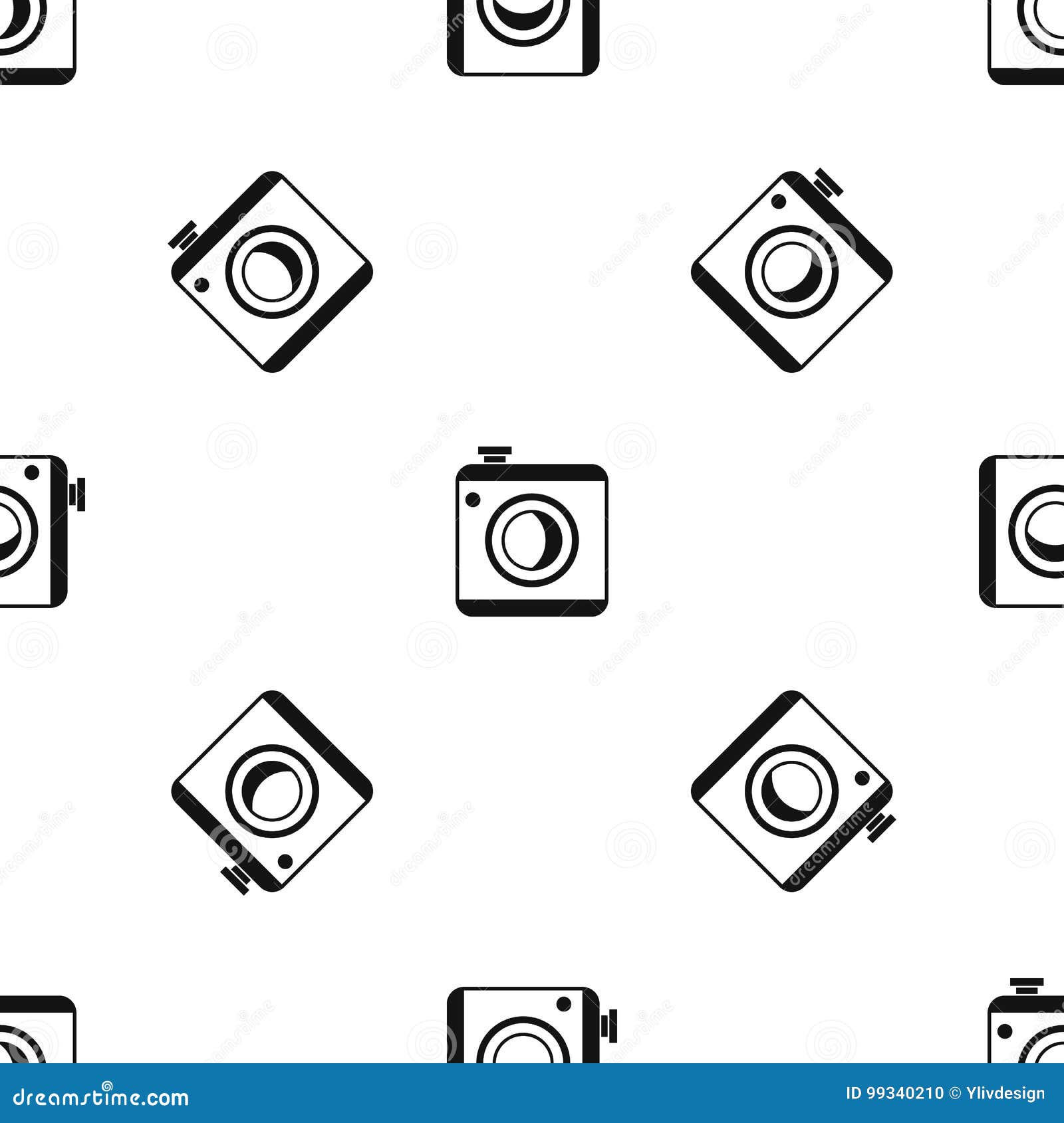 Vintage Photo Camera Pattern Seamless Black Stock Vector - Illustration ...