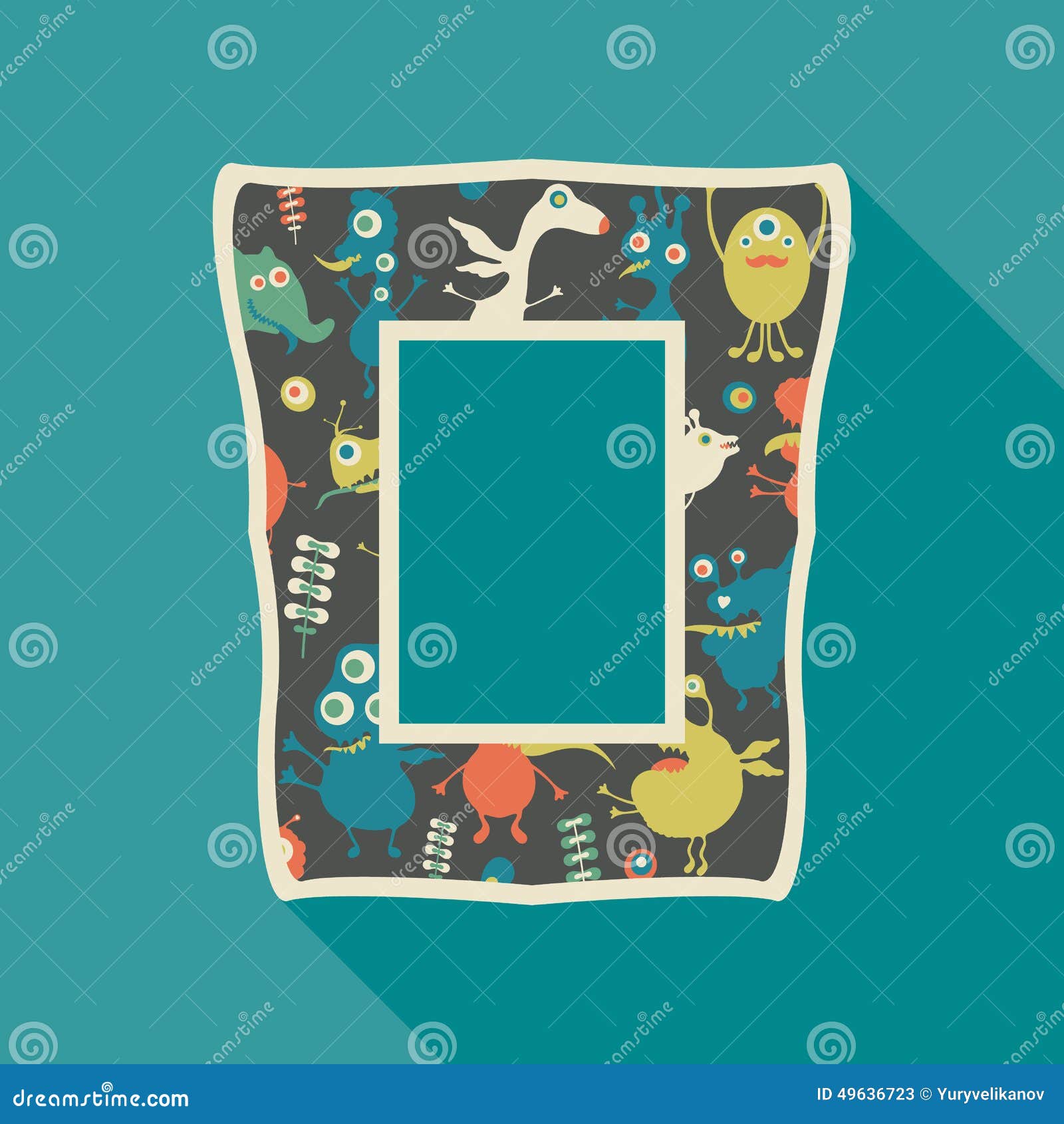 Vintage Photo Frame with Colorful Happy Monsters. Stock Vector ...