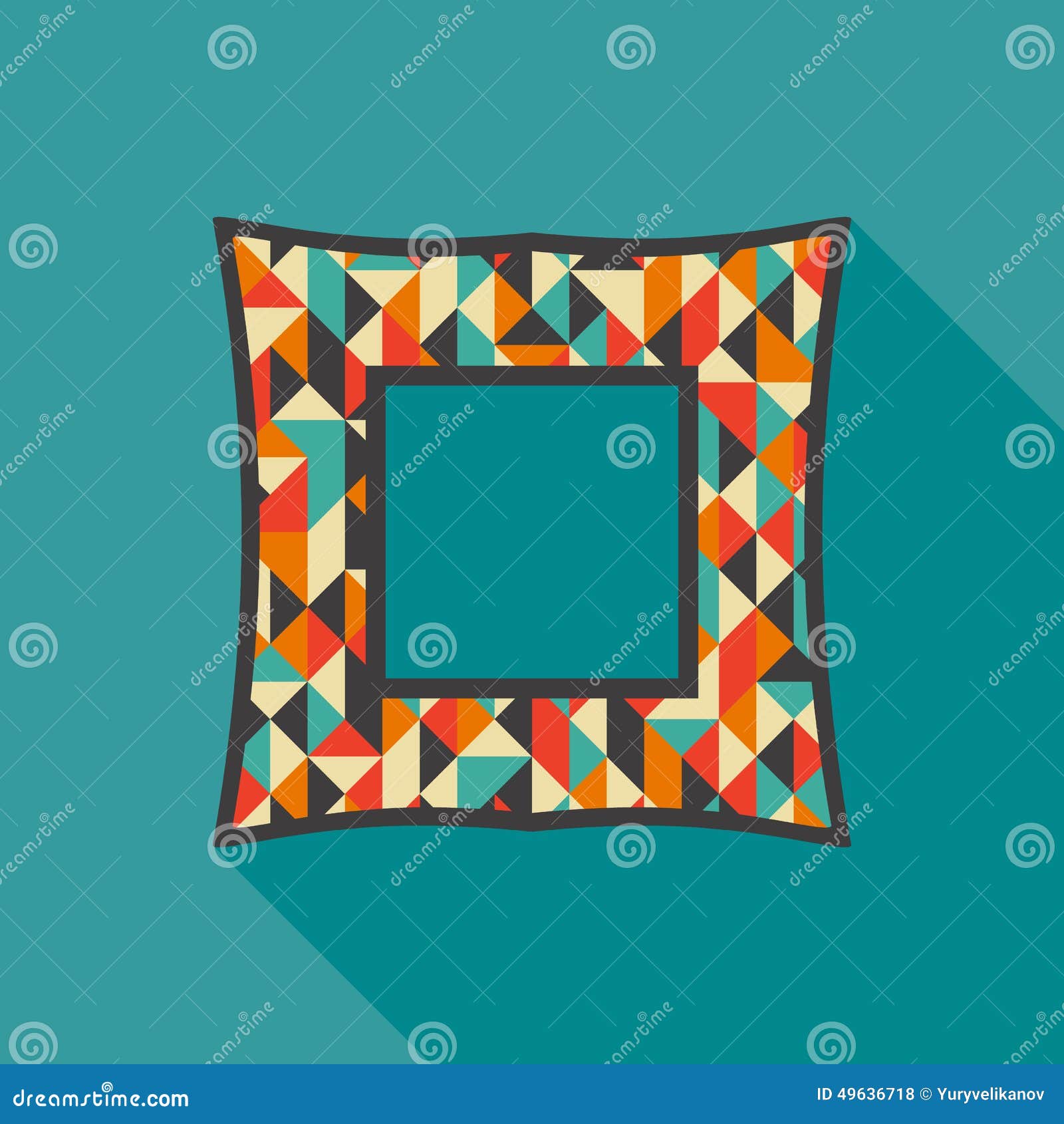 Vintage Photo Frame with Colorful Triangles and Rhombuses. Stock Vector ...