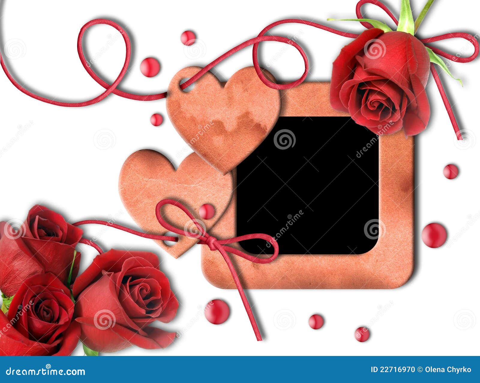 Vintage Photo Frame, Red Roses And Heart Stock Illustration ...