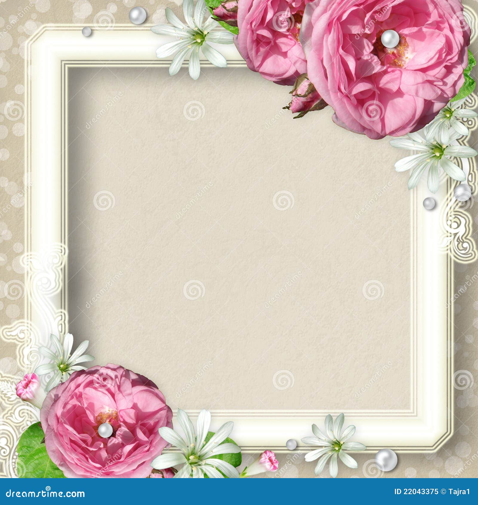 Vintage Photo Frame with Roses Stock Illustration - Illustration of ...