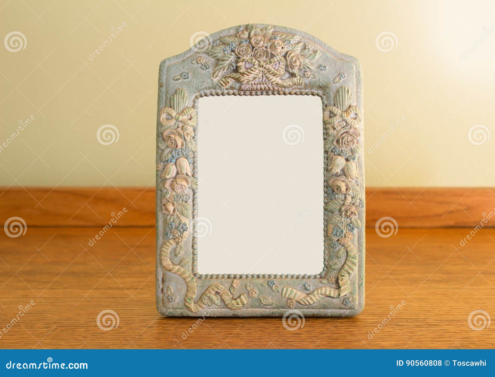 Vintage Photo Frame Standing on Oak Table Stock Photo - Image of ...