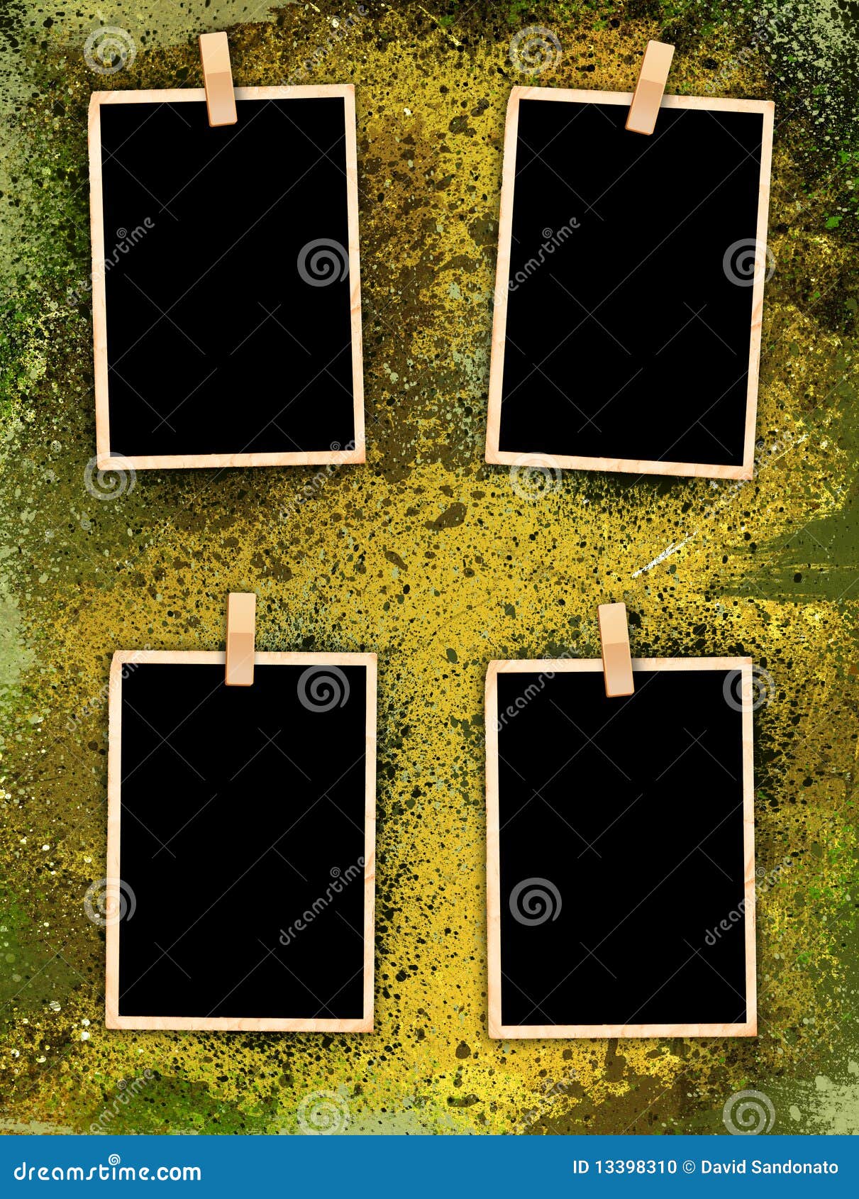 Vintage Photo Frames on Grunge Style Background Stock Illustration ...