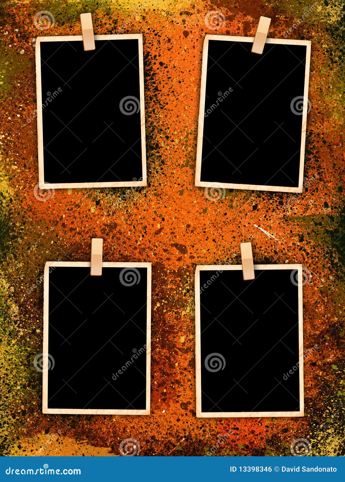 Vintage Photo Frames on Grunge Style Background Stock Illustration ...
