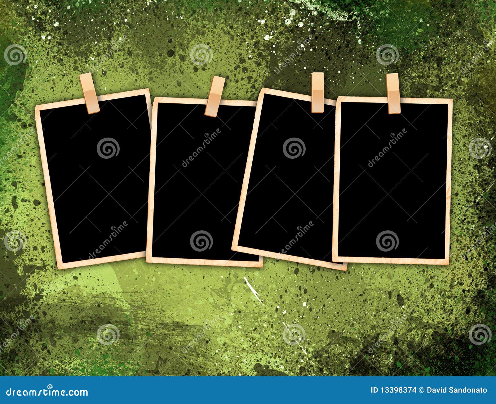 Vintage Photo Frames on Grunge Style Background Stock Illustration ...