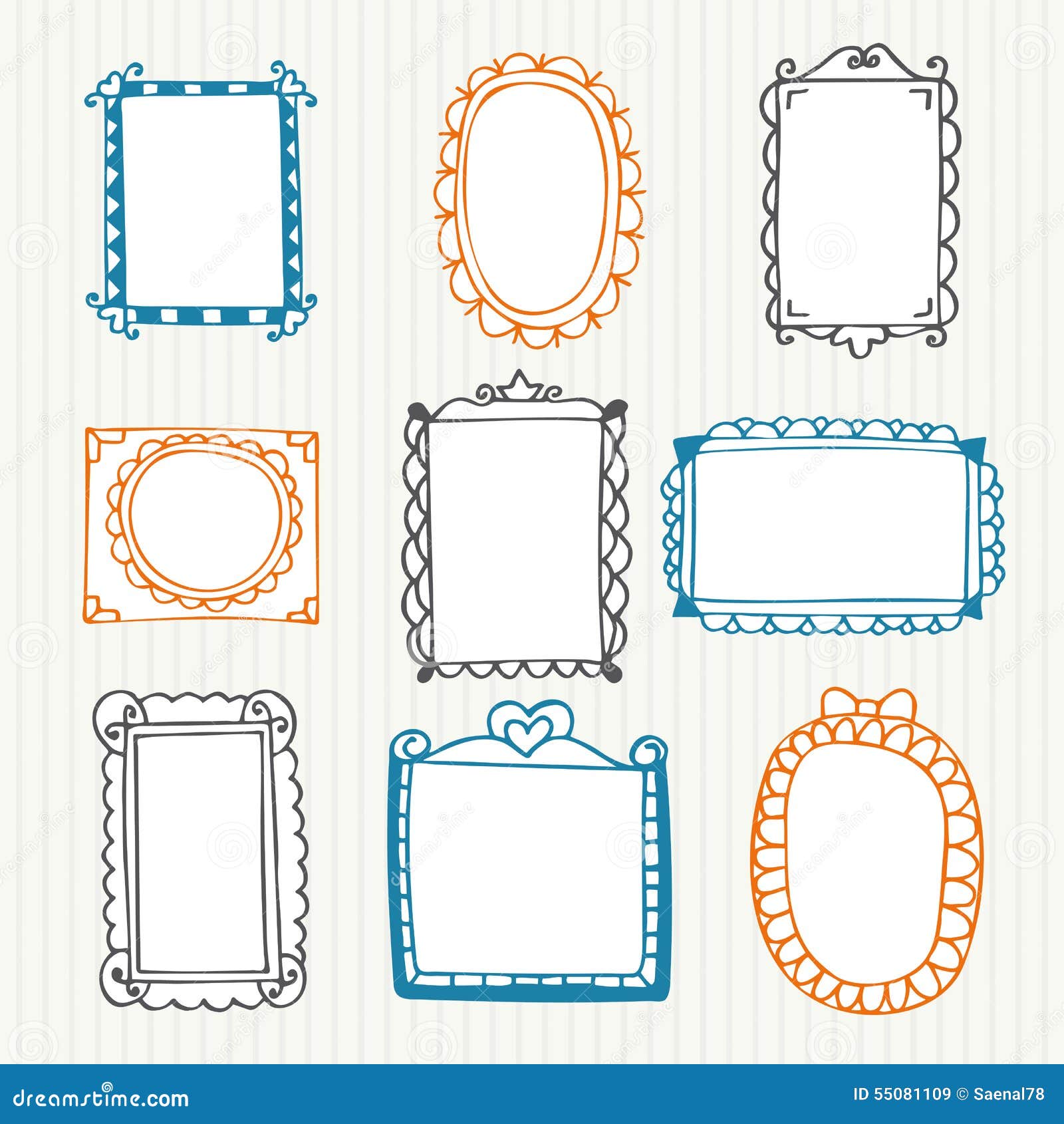 Vintage Photo Frames. Hand Drawn Set Stock Vector - Illustration of ...