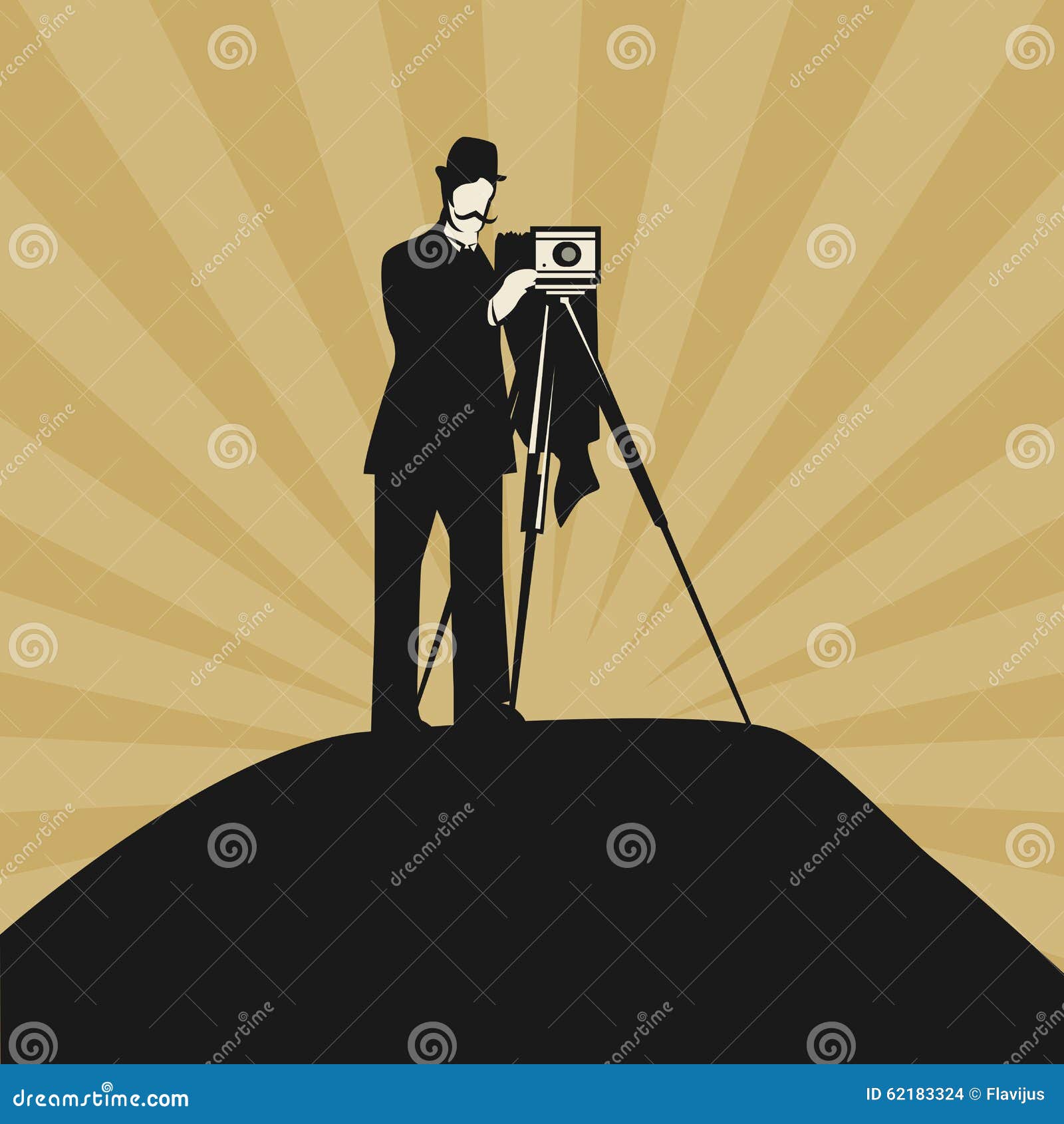 Vintage Photographer with Ancient Camera Stock Vector - Illustration of ...