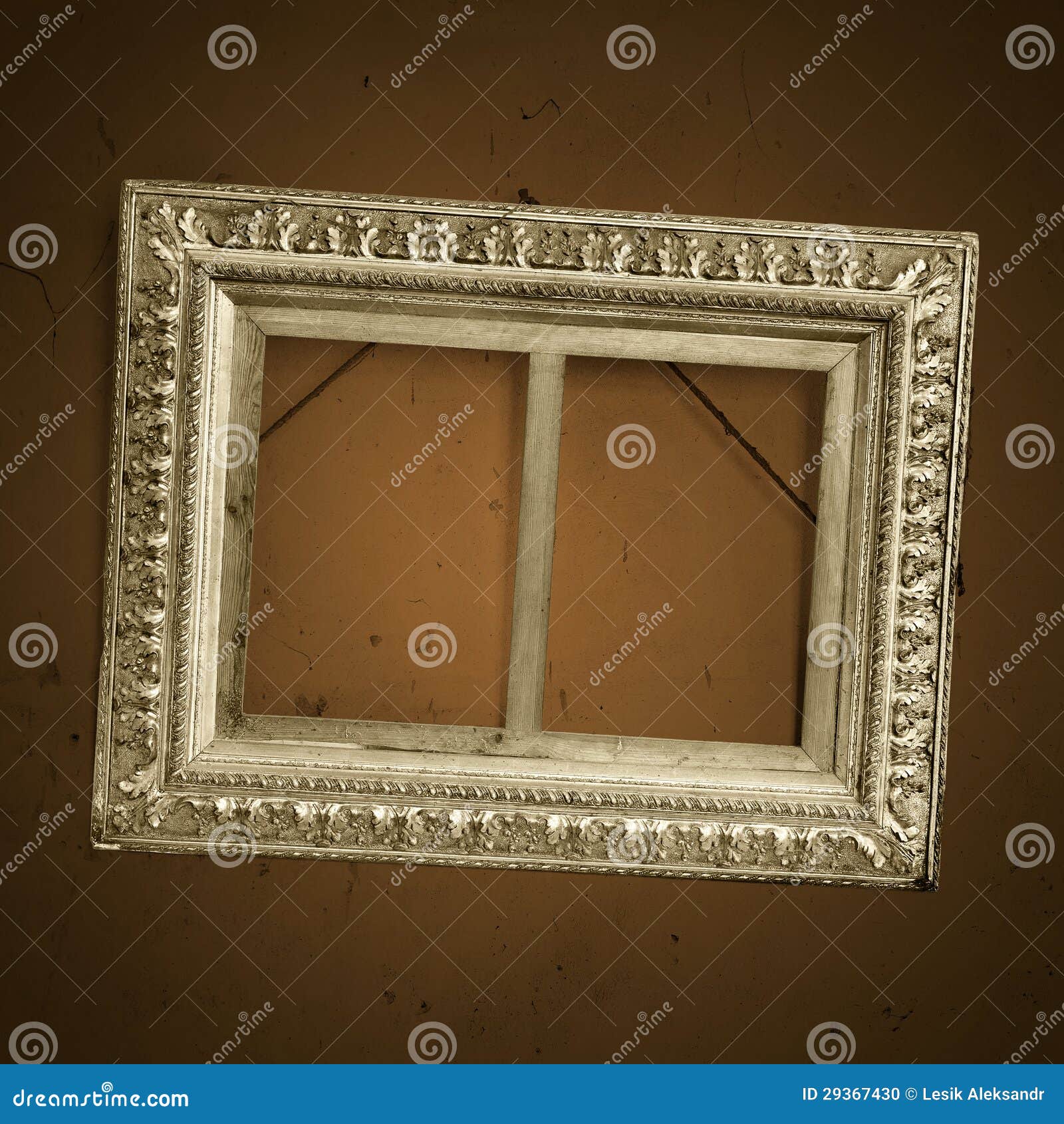 Vintage Picture Frame on Old Dirty Wall Stock Photo - Image of retro ...