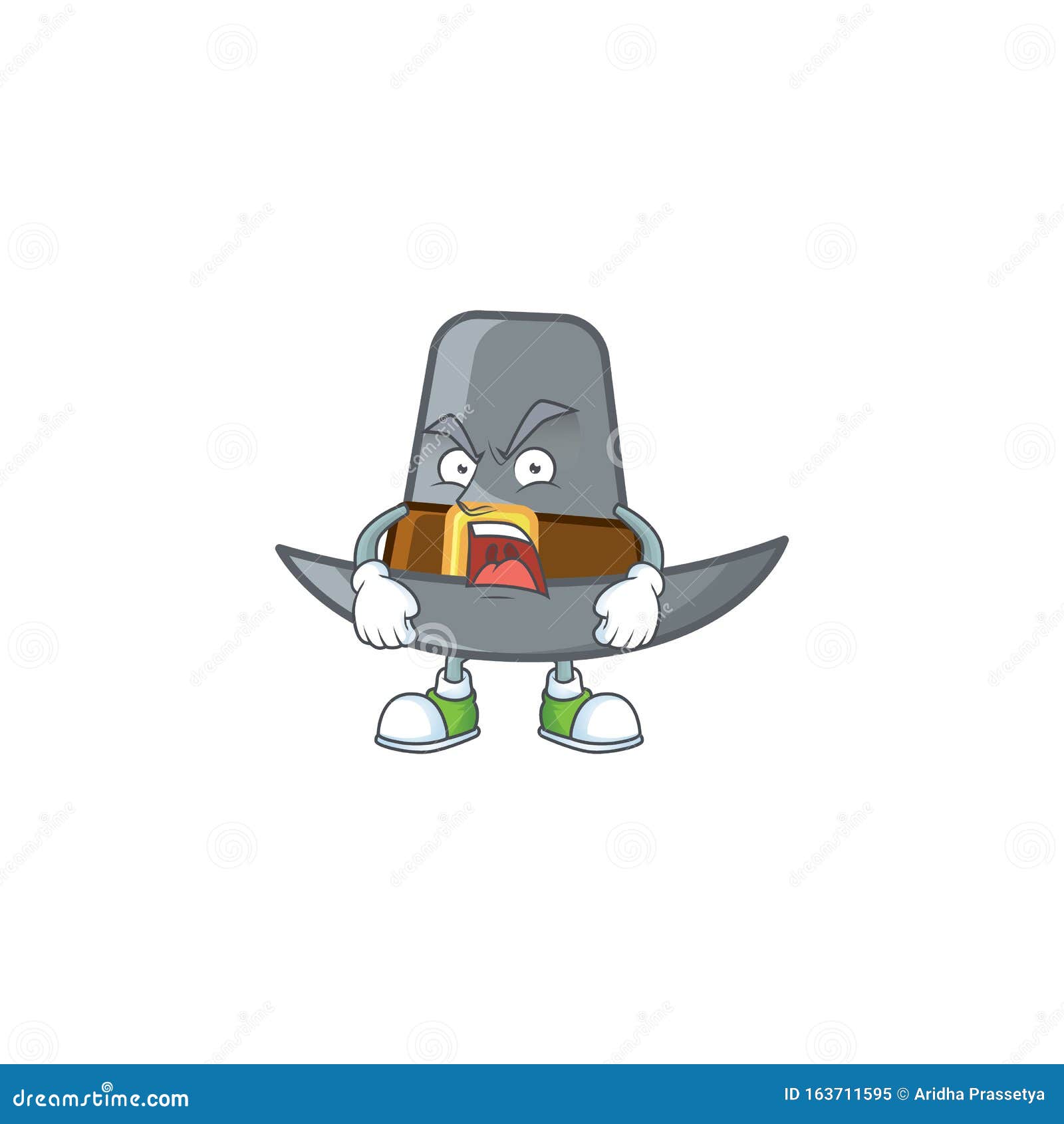 Vintage Pilgrim Hat Isolated with Mascot Angry. Stock Vector ...