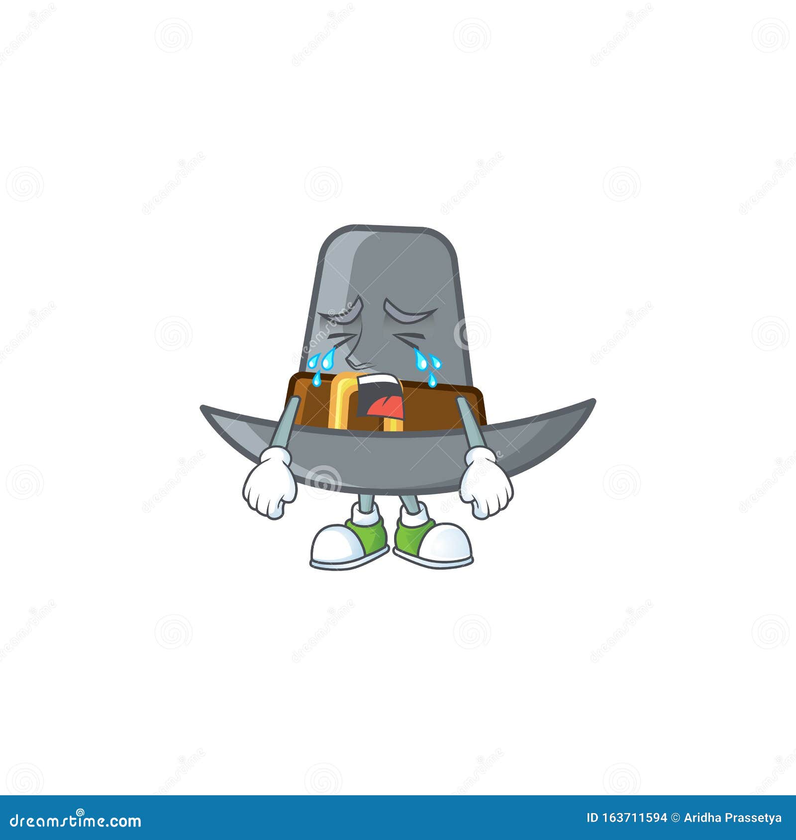 Vintage Pilgrim Hat Isolated with Mascot Crying. Stock Vector ...