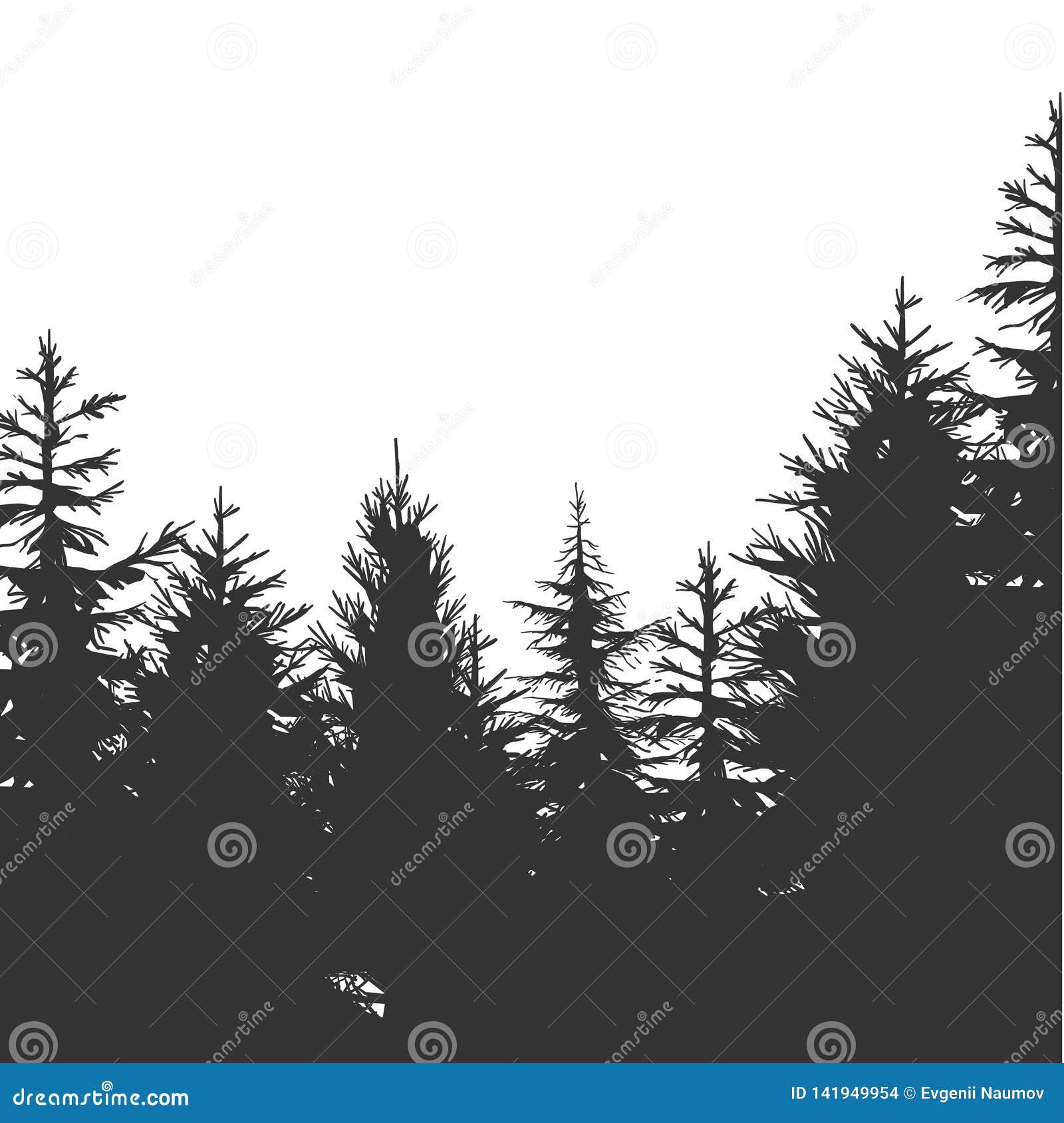 Vintage Pine Forest. Vector Illustration Stock Vector - Illustration of ...