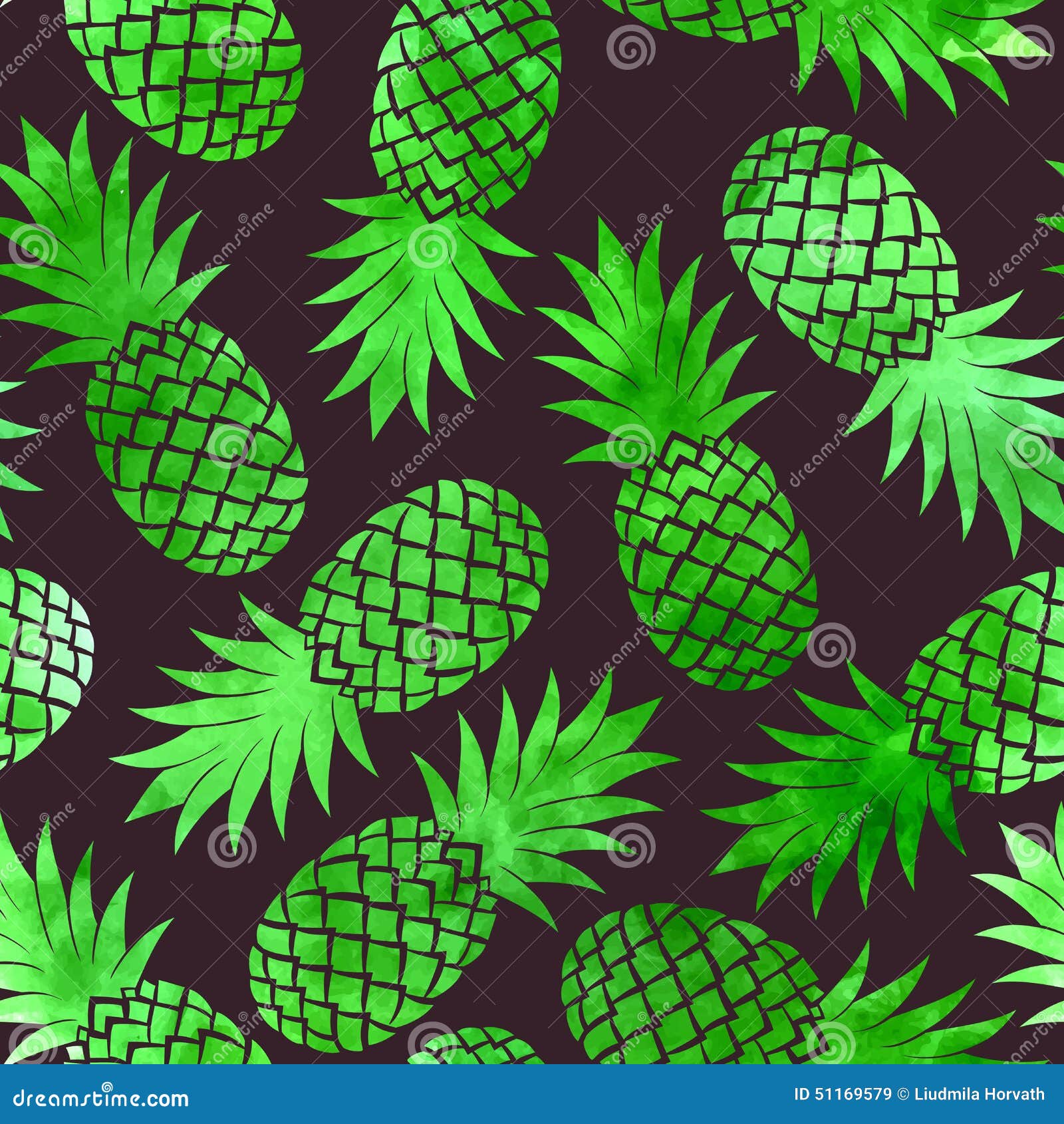 Vintage Pineapple Seamless Pattern Stock Vector - Illustration of ...