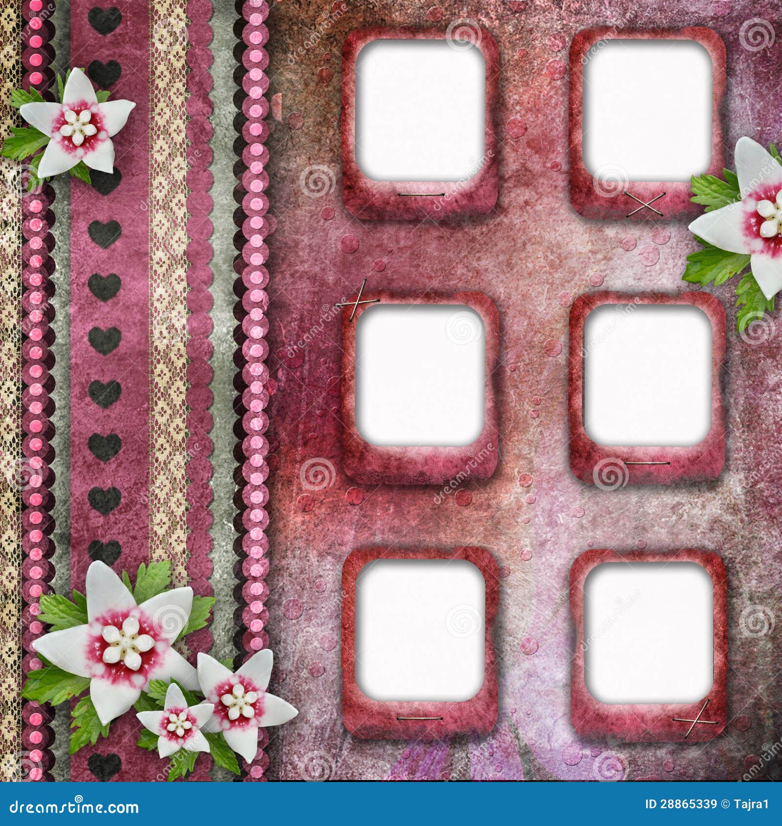 Vintage pink photo frames stock illustration. Illustration of floral ...