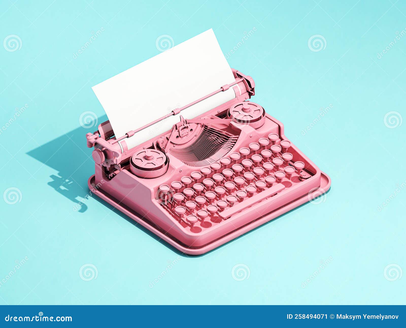 Pink Typewriter With Paper