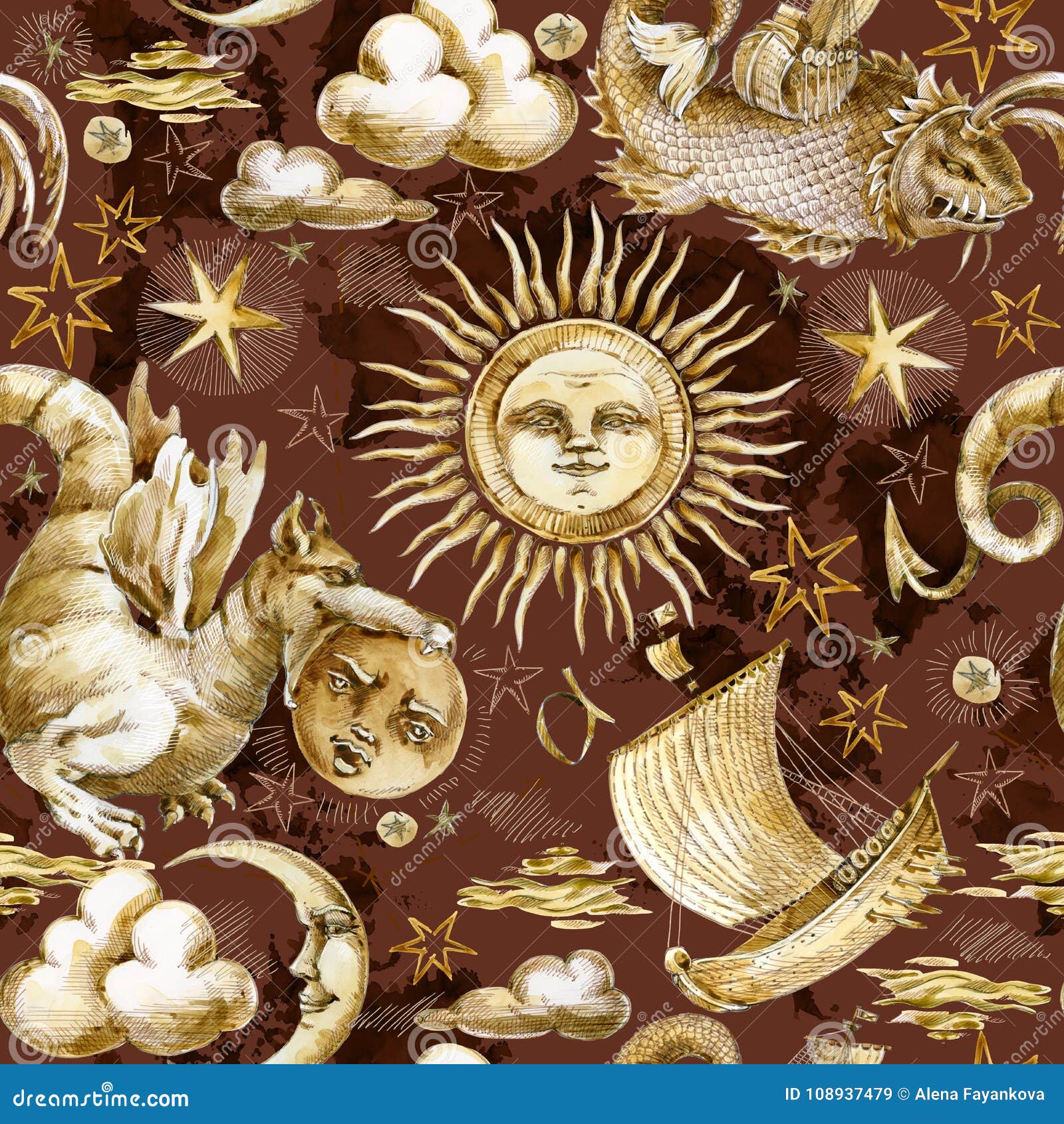 Pirate Map Seamless Pattern. Nautical Design Elements Stock ...