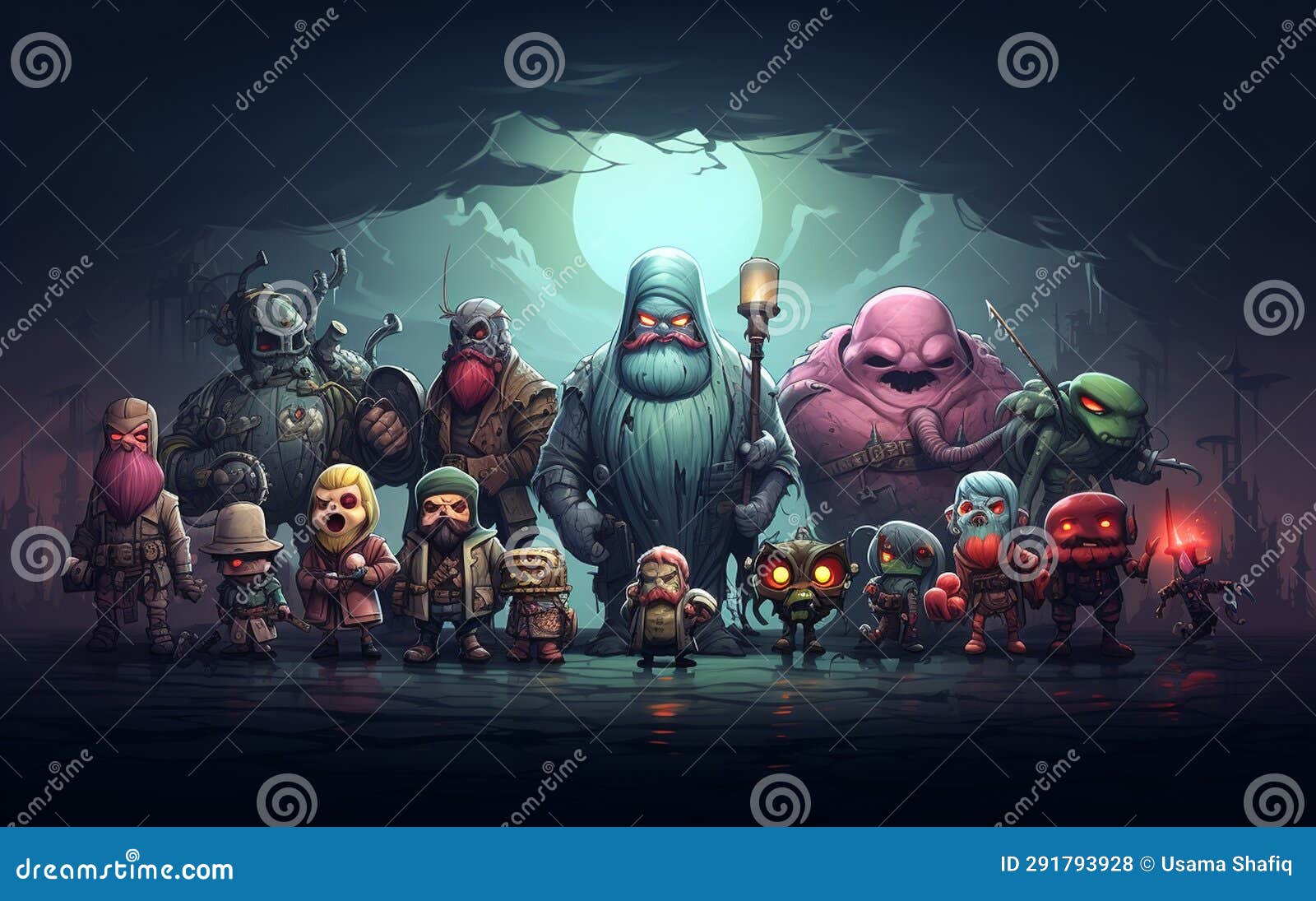 Vintage Pixel Art Characters Wallpaper. Generative AI Stock Photo ...