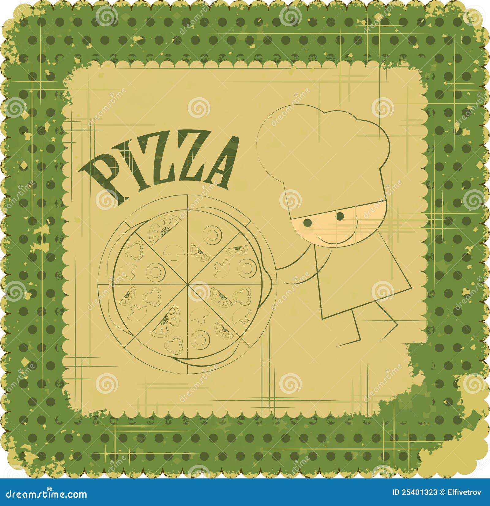 Vintage Pizza Menu Card Design with Chef Stock Vector - Illustration of ...
