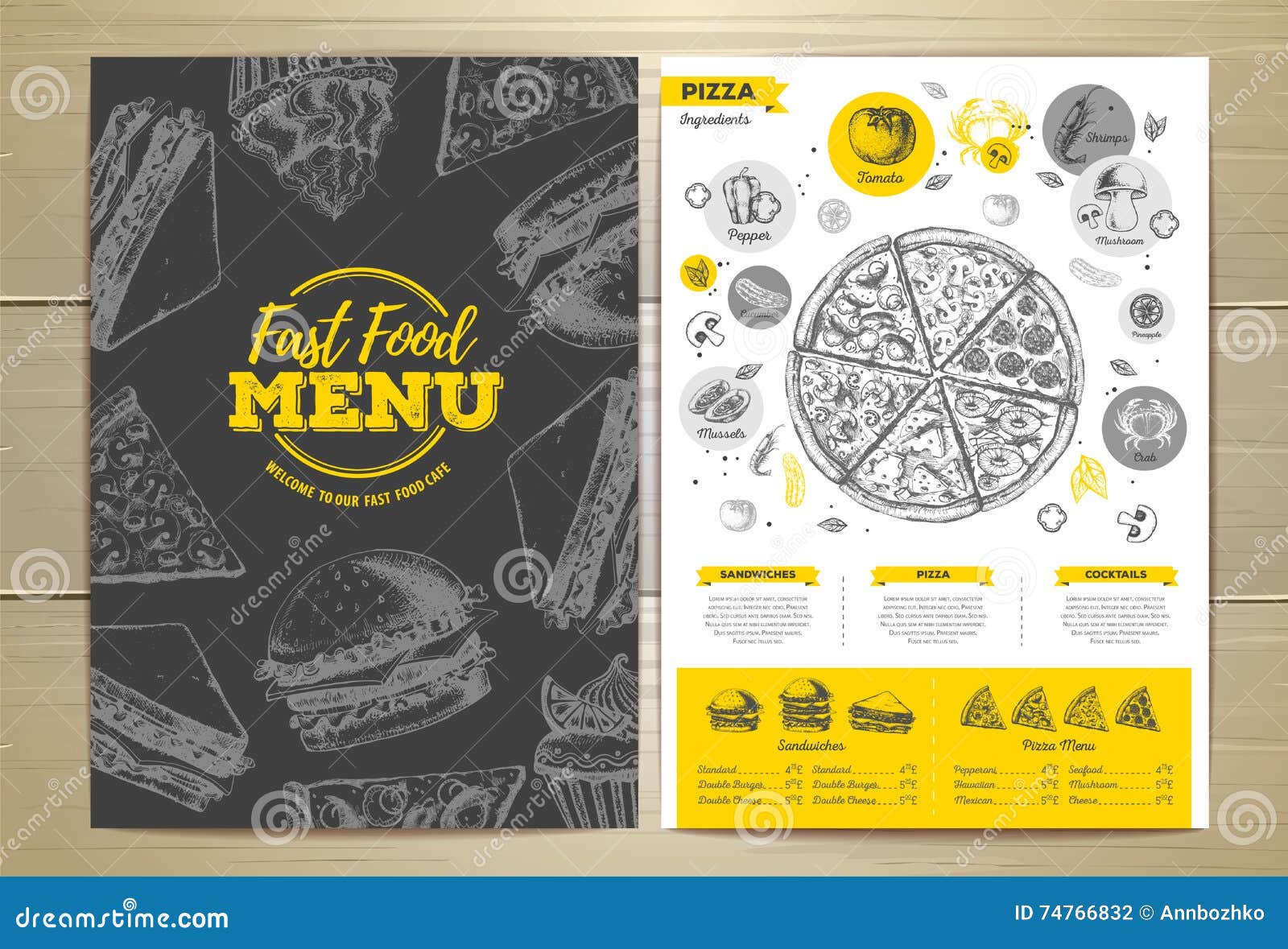 Vintage pizza menu design. stock vector. Illustration of meat - 74766832